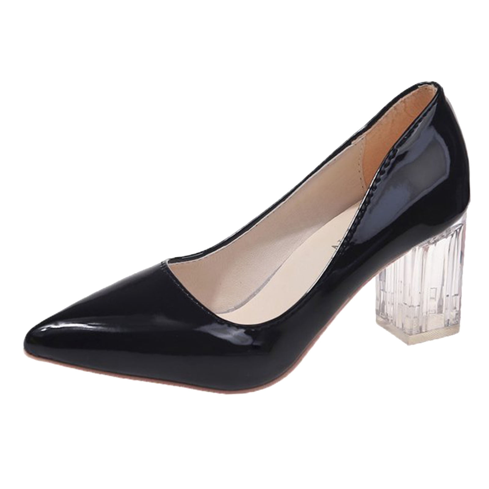 NOKIO Women Casual Shoes Simple Solid Pointed Toe Square Heel ...
