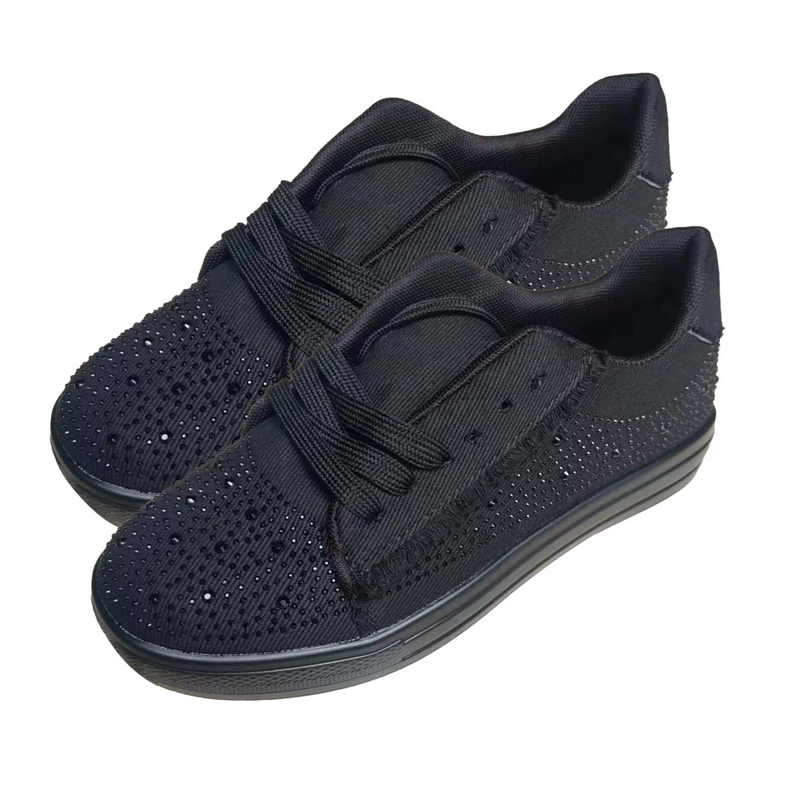 NOKIO Women Fashion Sparkle Rhinestone Sneakers Low Top Tennis Shoes ...