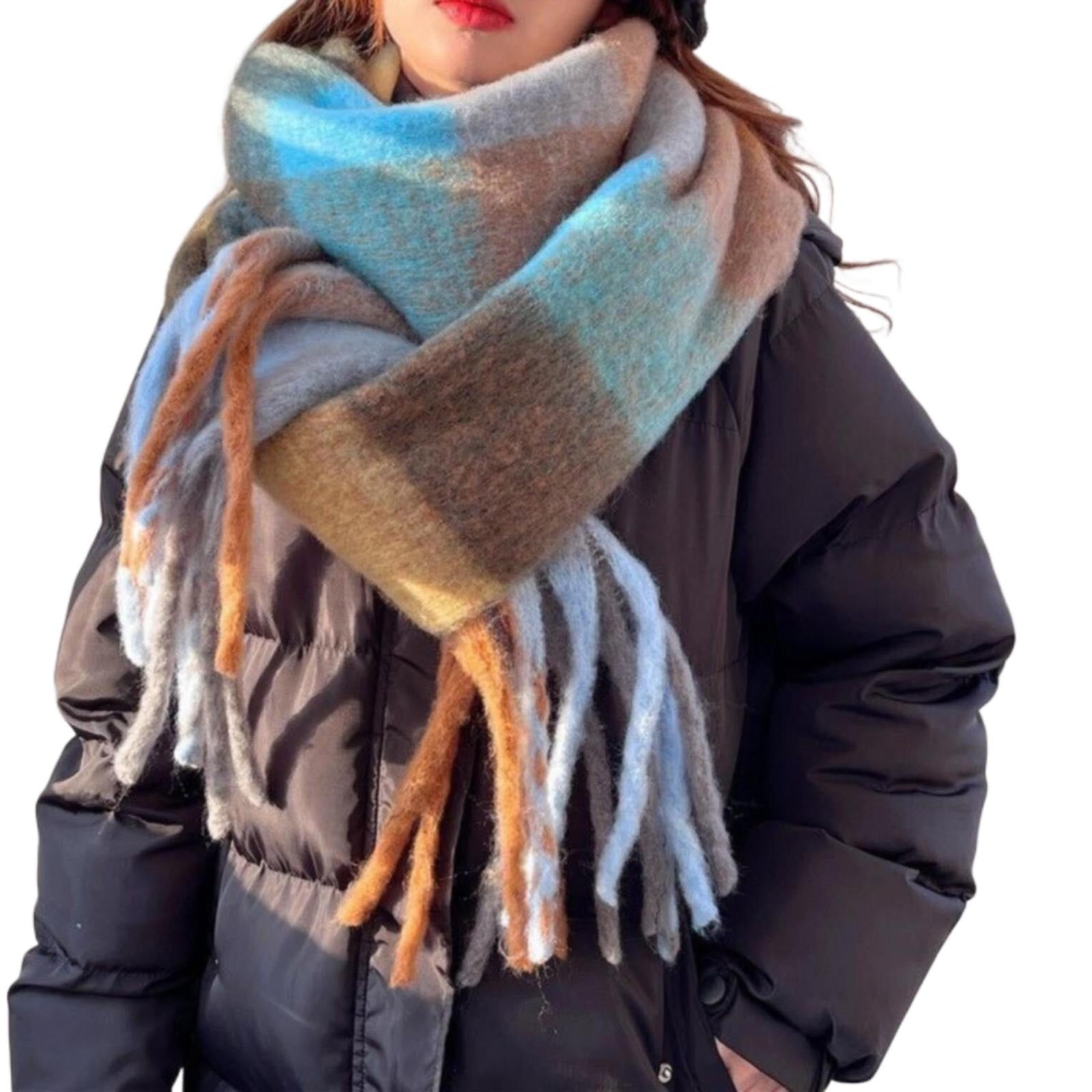 NOKIO Women'S Tassel Winter Scarf Women Woven Knitted Scarf With ...