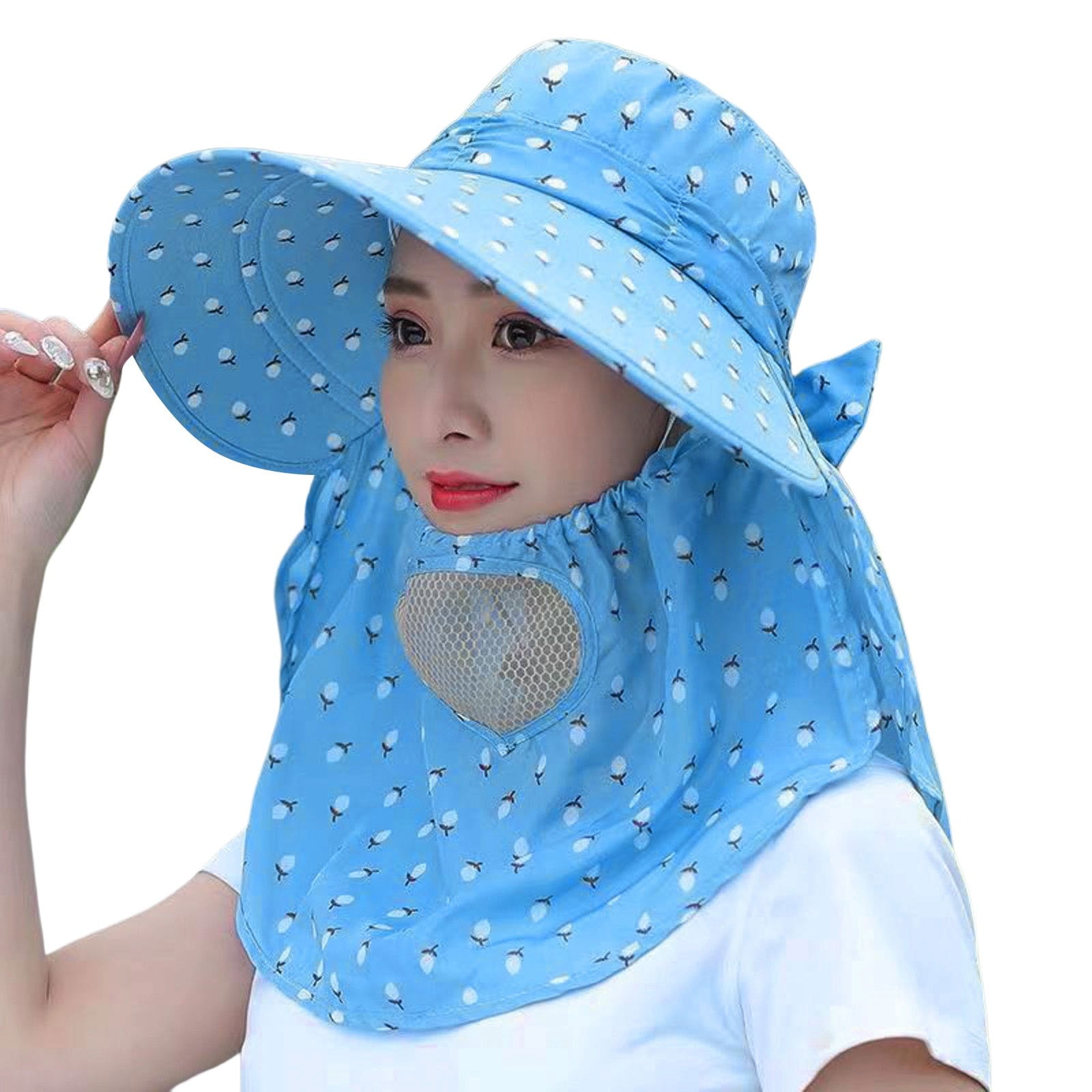 NOKIO Women Summer Sun Hat Outdoor Riding Large Hat Outdoor Sun Hat Detachable Neck Face Flap ...