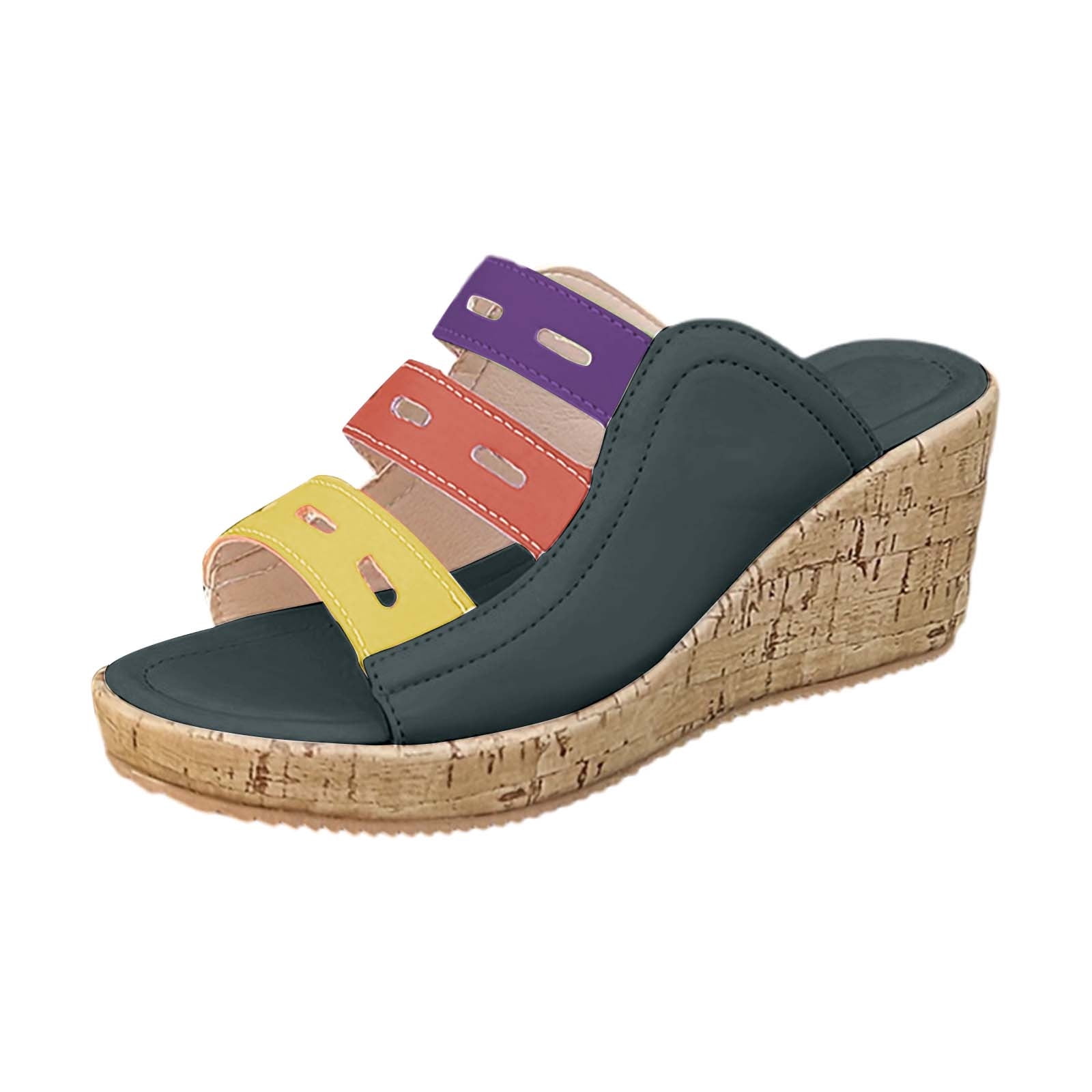 NOKIO Women's Beach Slippers Ladies Beach Slope Heel Slippers Hollow ...