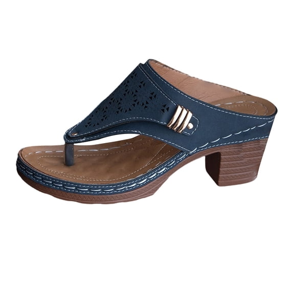 NOKIO Women's Buckle Clogs Sandals Wide Width Chun𝗄𝗒 F𝗅ip Flops Round ...