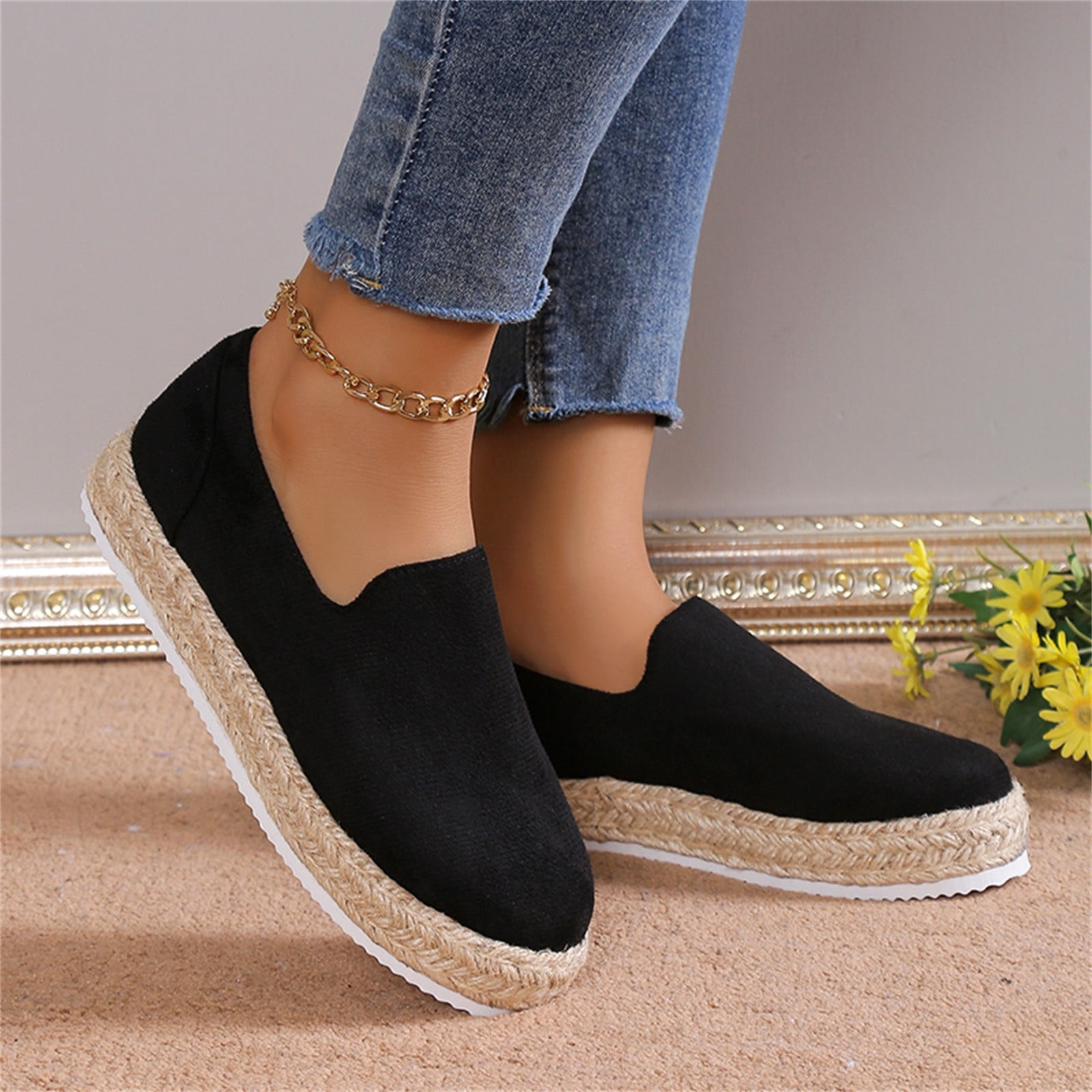 NOKIO Women's Casual Simple Slip-On Platform Shoes Low Fashion Sneakers ...