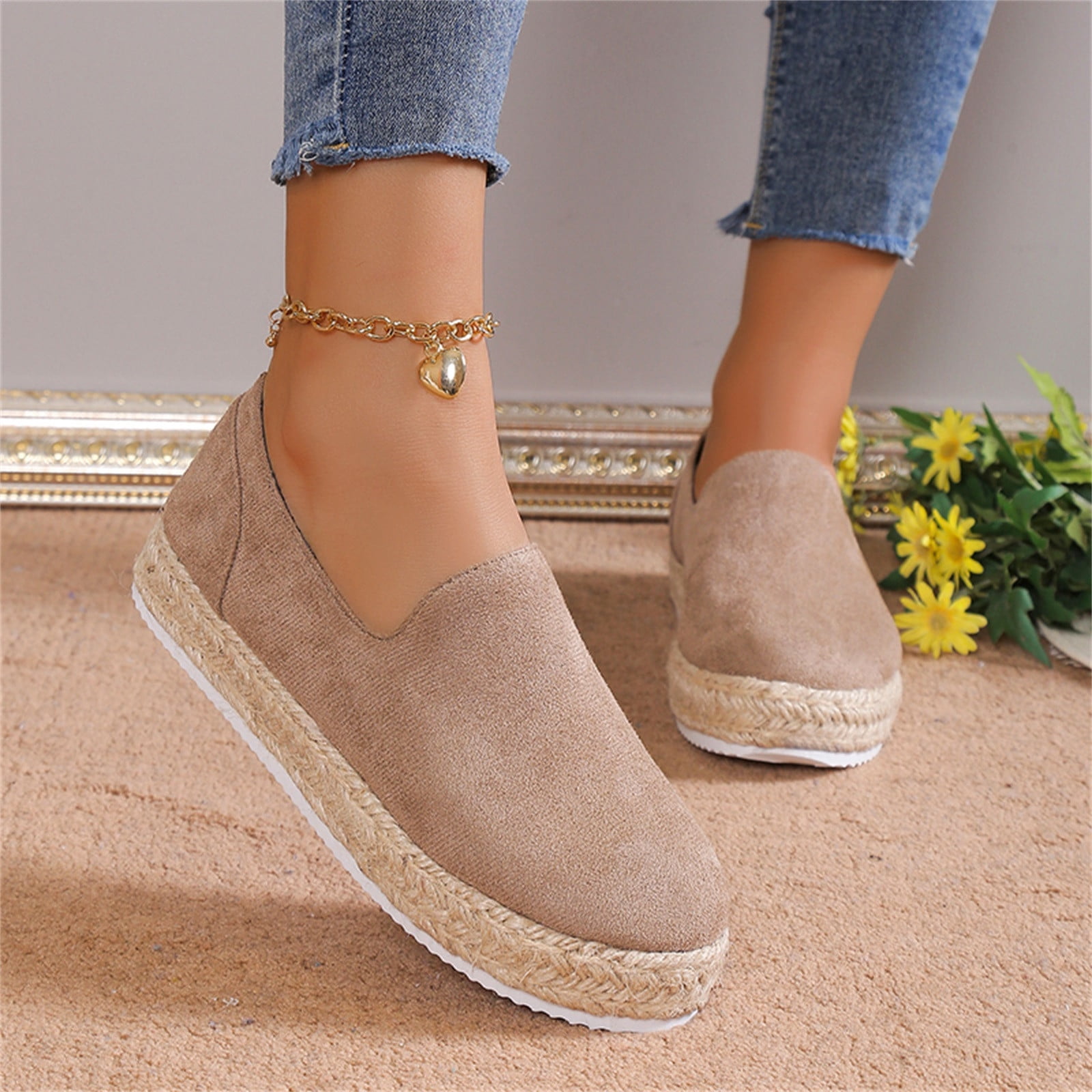 NOKIO Women's Casual Simple Slip-On Platform Shoes Low Fashion Sneakers ...