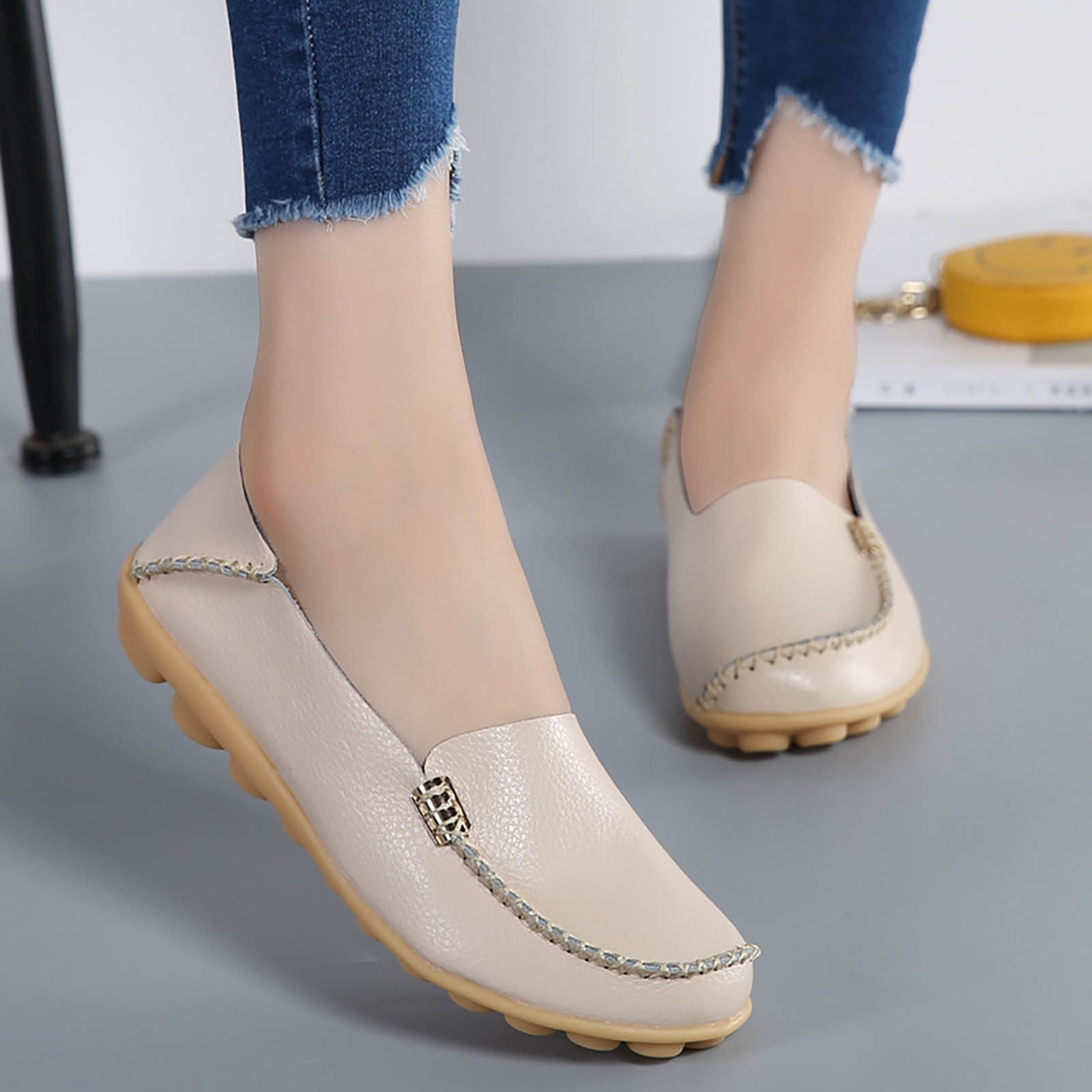 NOKIO Women's Comfortable Loafers Casual Round Toe Moccasins Wild ...