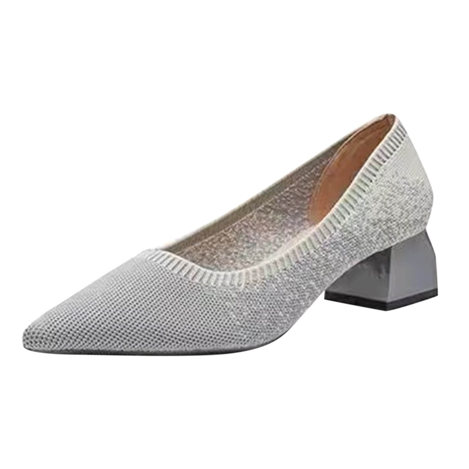 NOKIO Women's Flats Pointed Toe Ballet Shoes Knit Dress Shoes Low Wedge ...