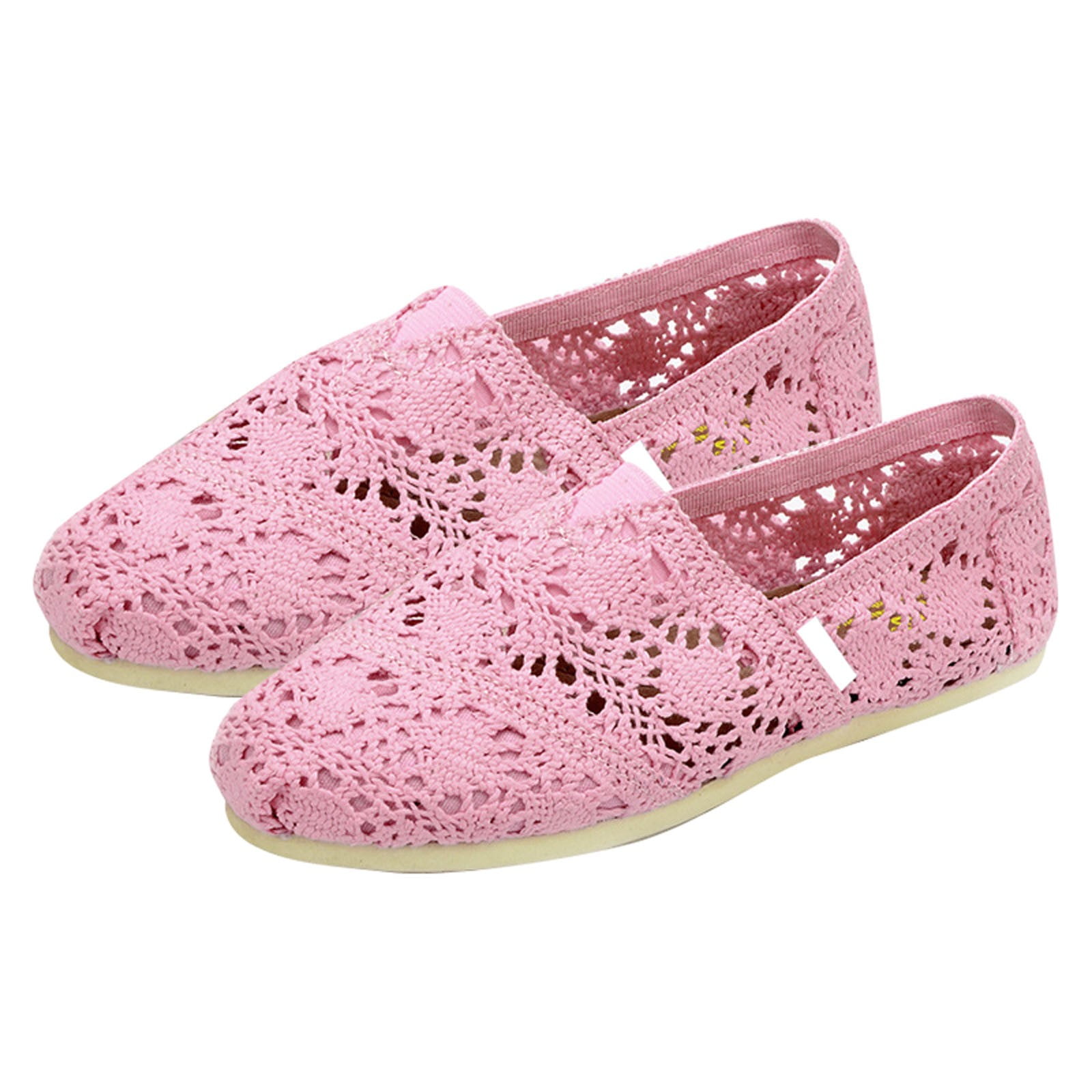 NOKIO Women’s Flats Shoes Comfortable Flats Crochet Lace Mesh Round Toe ...