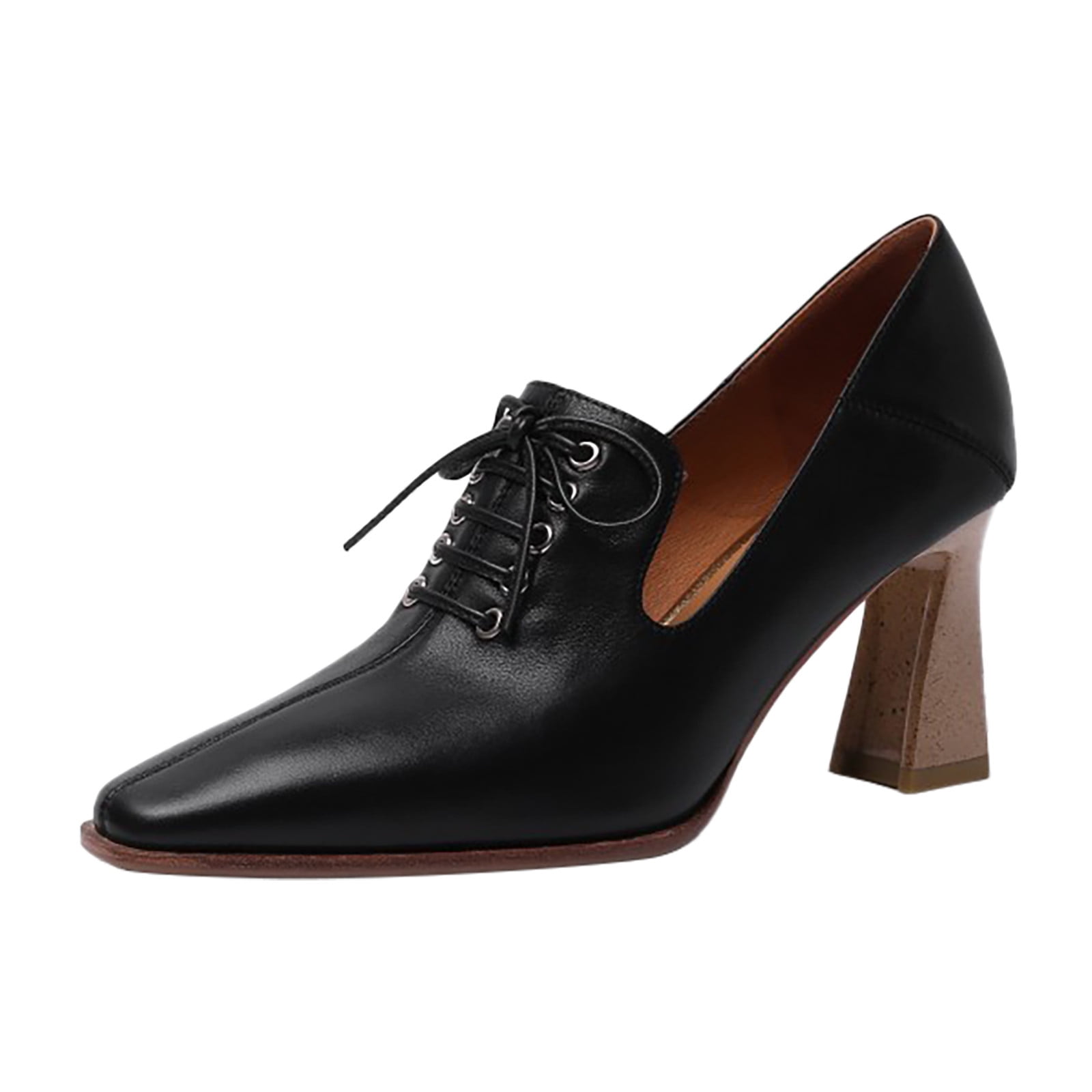 NOKIO Women's Retro English Style Pointed Thick Heel French Single ...