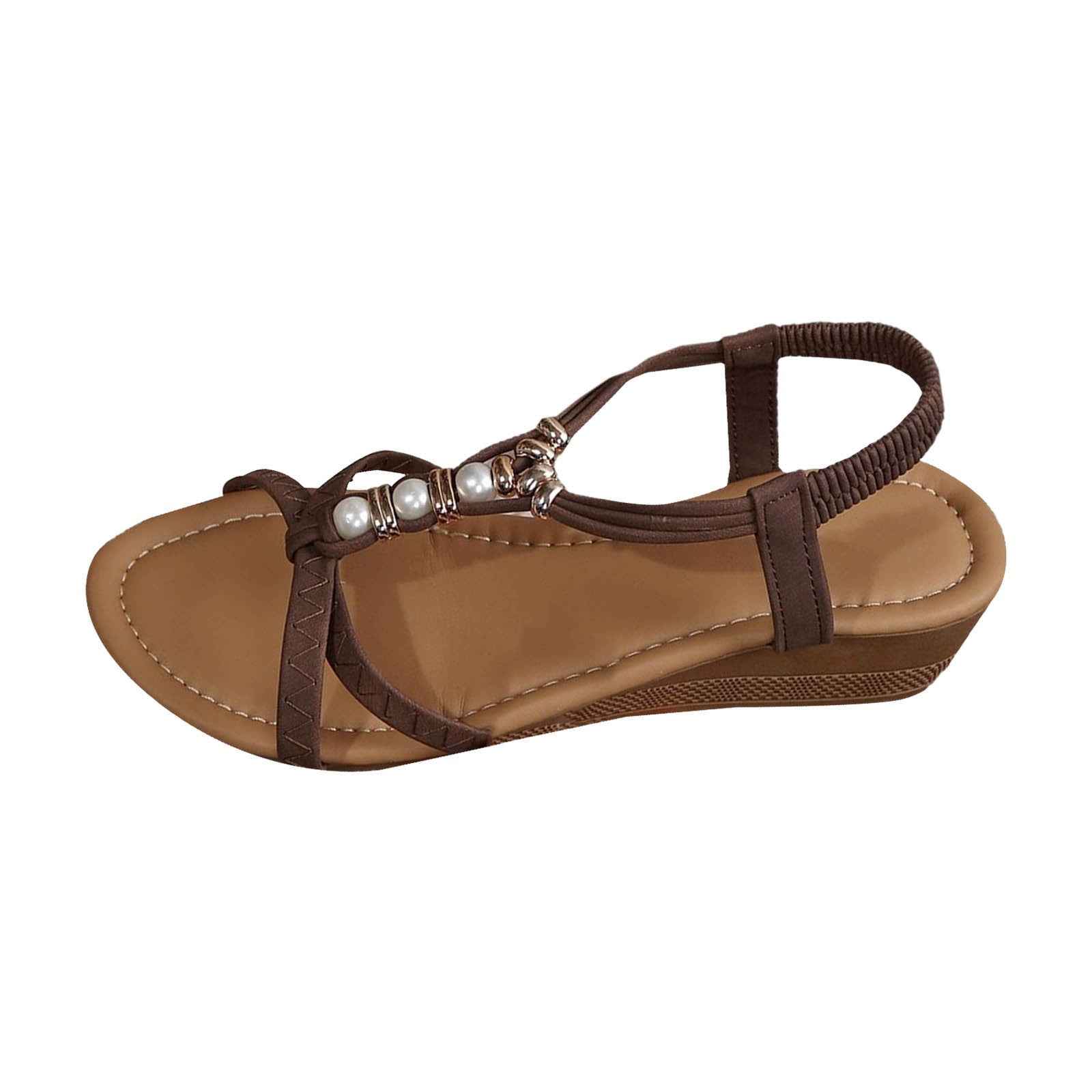 NOKIO Women's Roman Style Open Toe Sandals Middle Heel Slope Design ...