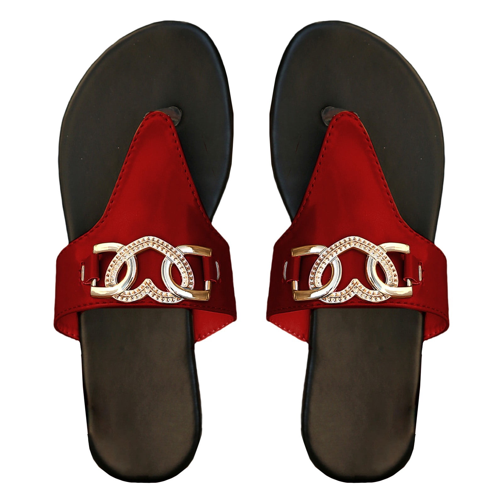 NOKIO Women's Square-Toe Metallic Decor Slides 2024 New Summer ...