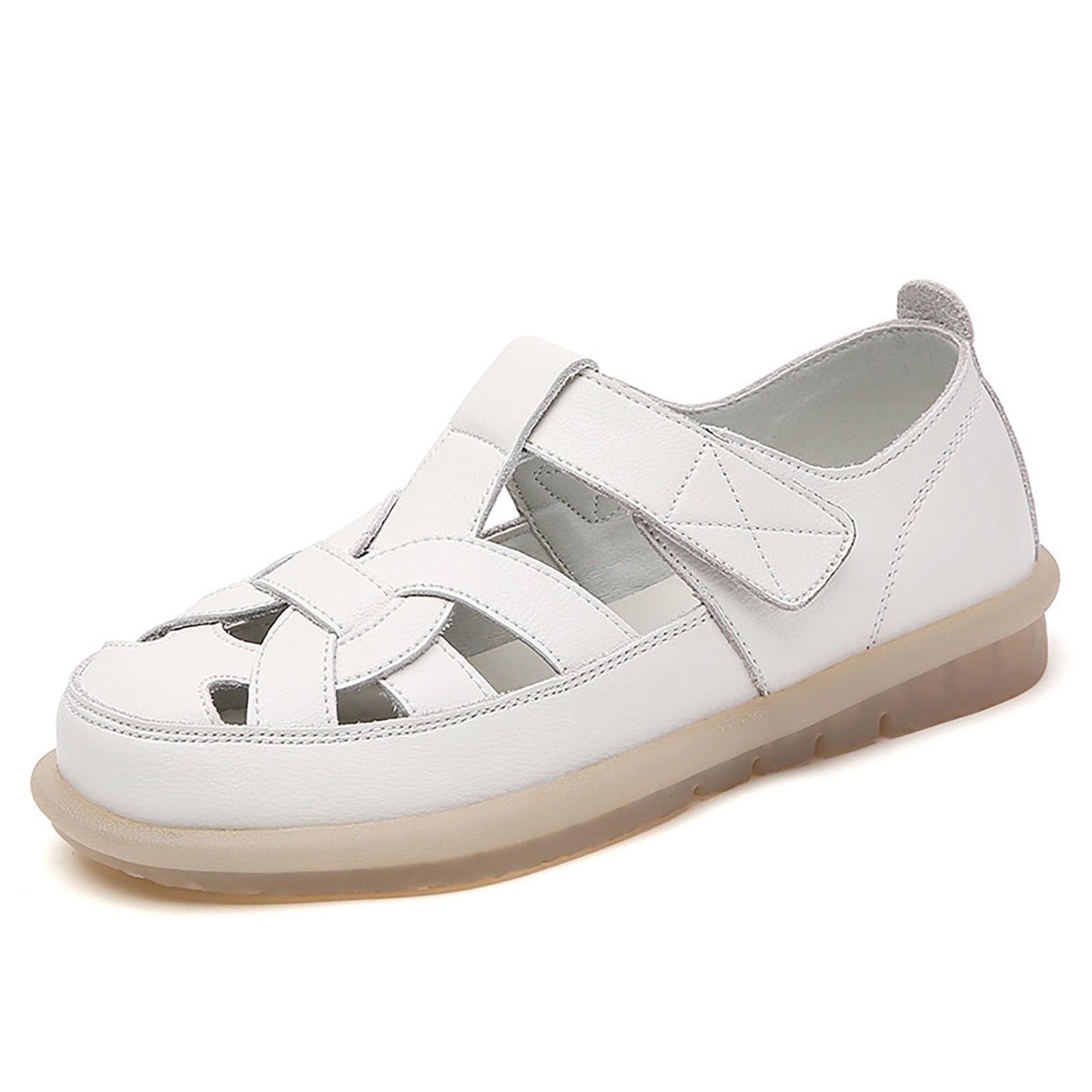 NOKIO Women's Summer Casual Closed Toe Leather Sandals, Comfy Softsole ...