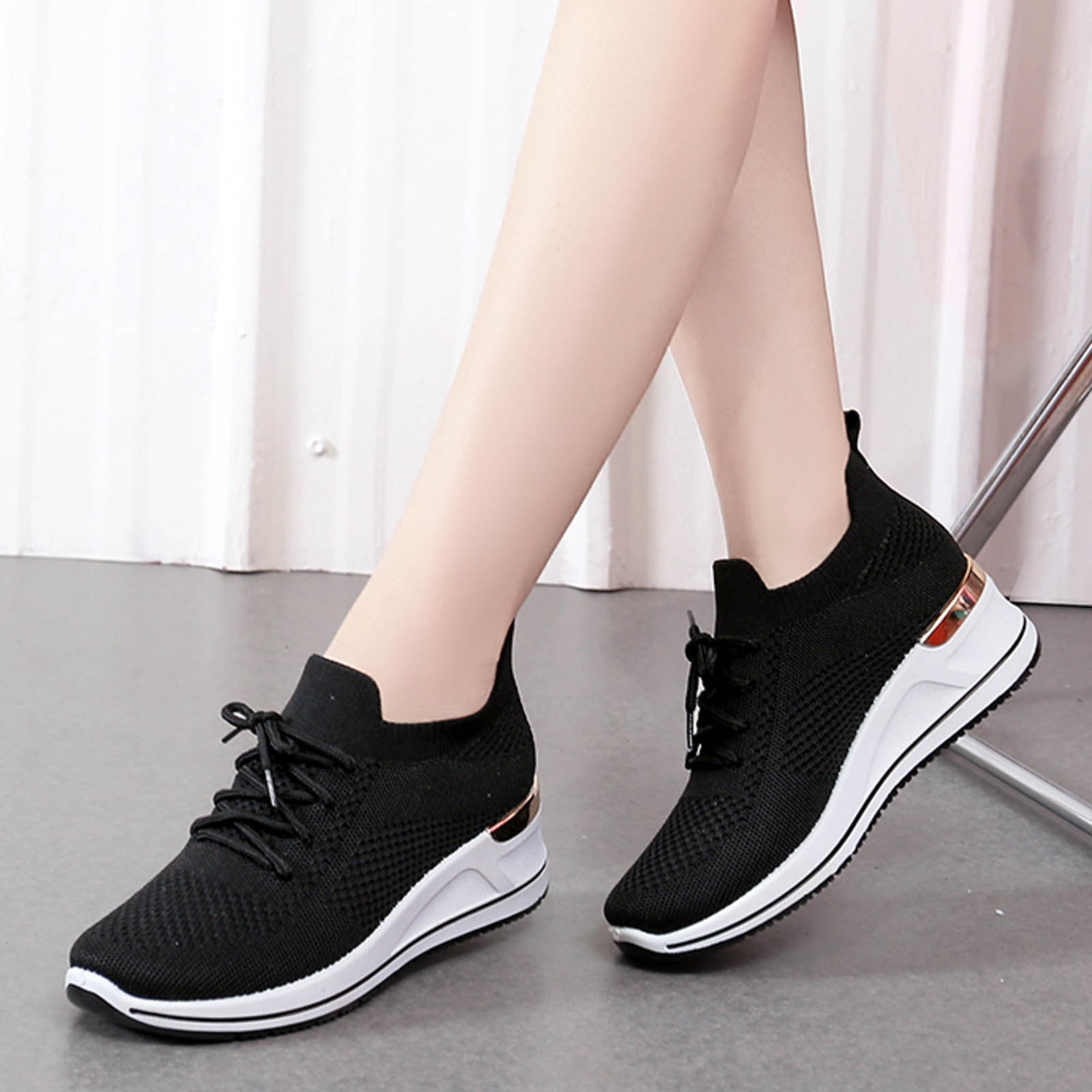 NOKIO Women's Walking Shoes Sock Sneakers Slip on Mesh Platform Air ...