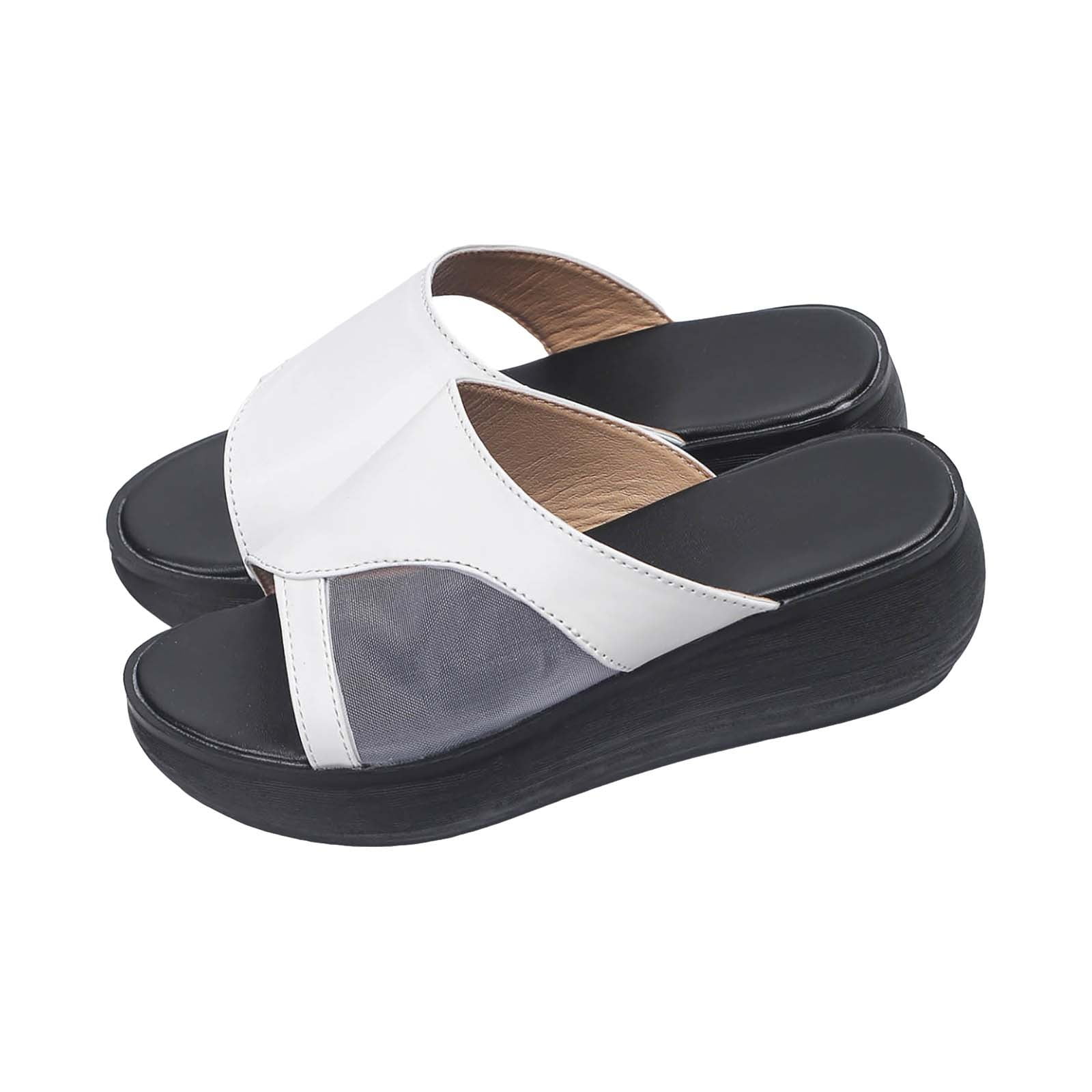 NOKIO Women's Wedge Heel Casual Slides with Cushioned Footbed ...