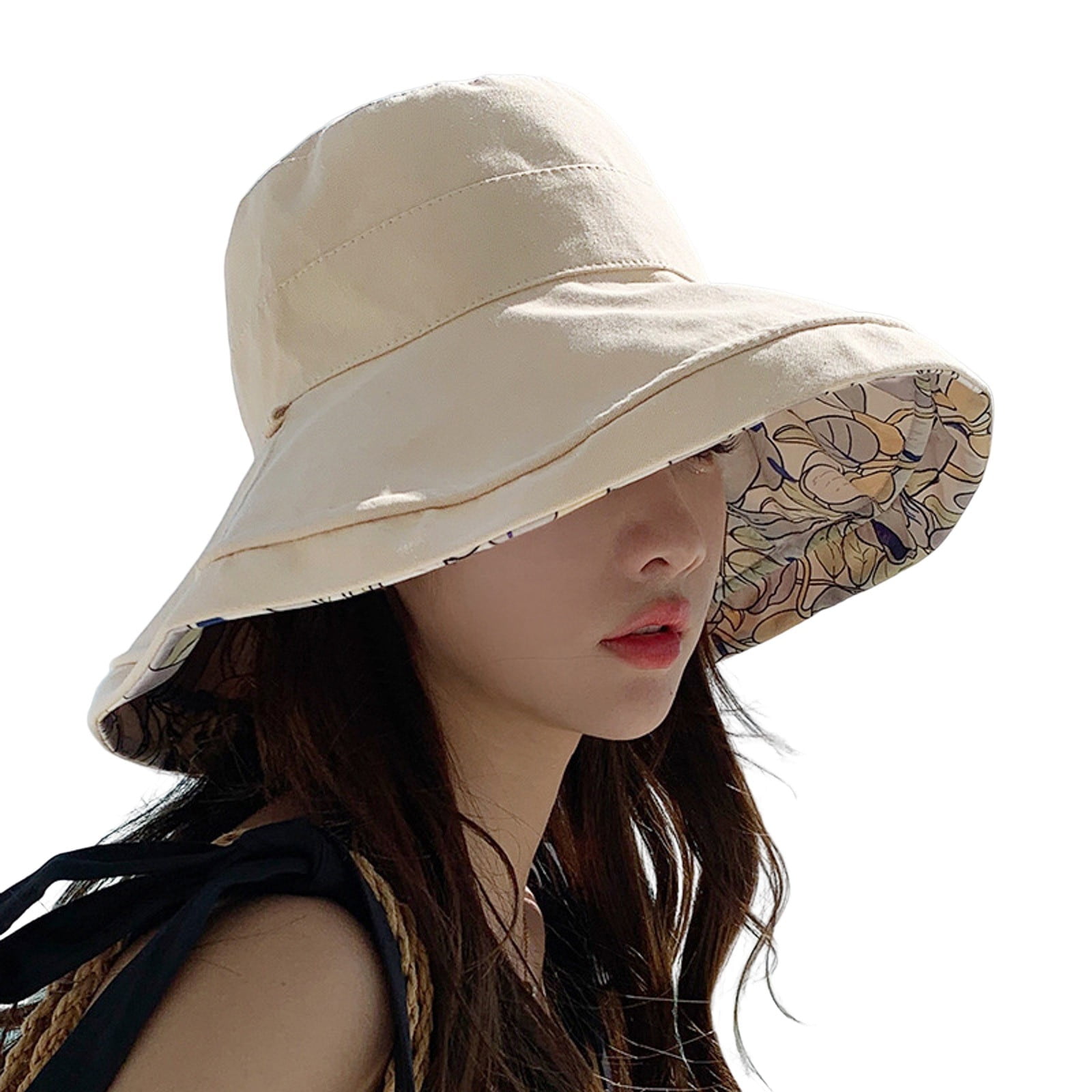 NOKIO Womens Outdoor Flower Printed Sun Hat Casual Elegant Sun Hat Super Wide Brim Women Sun Hat ...