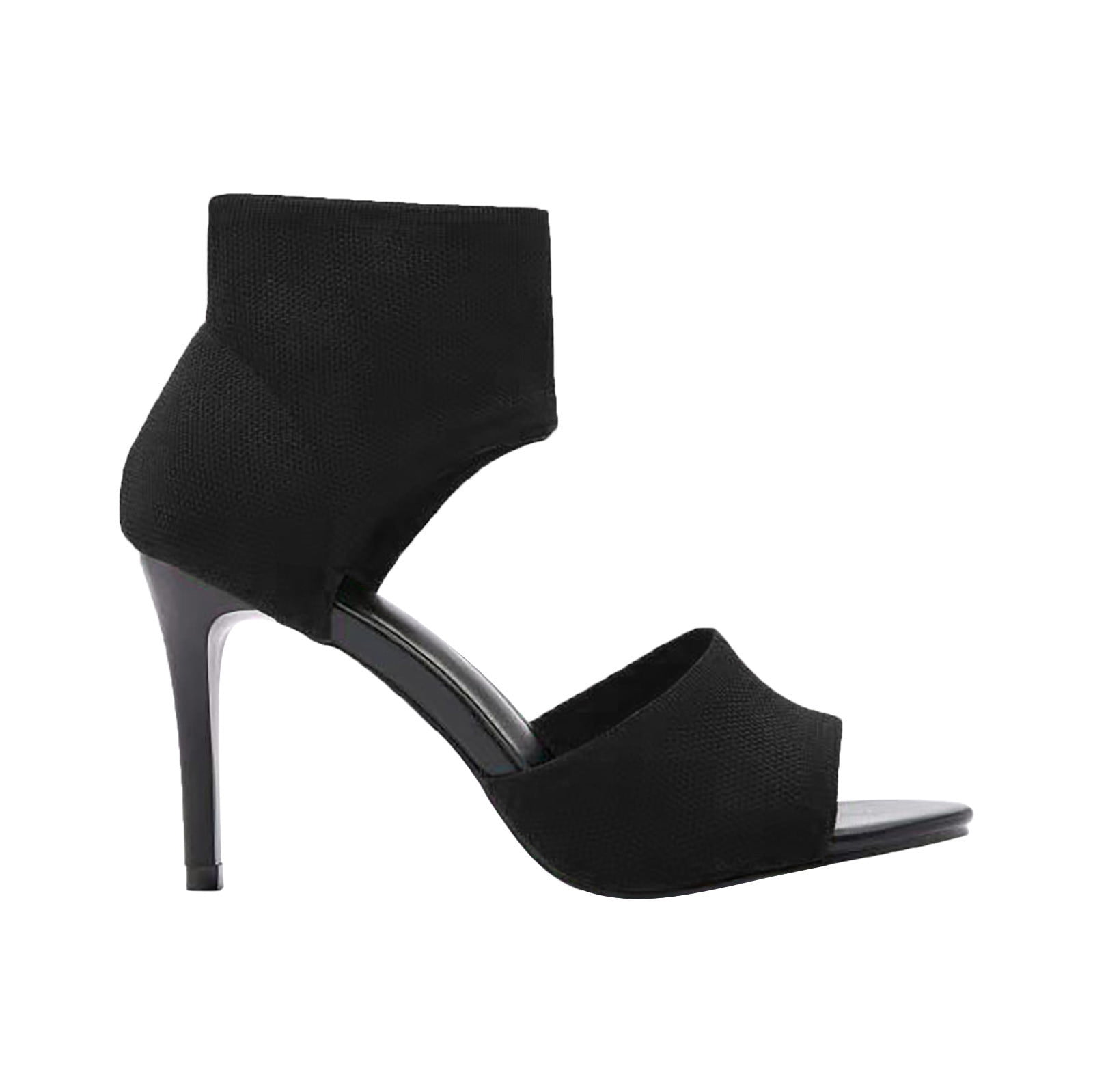 NOKIO Womens Toe Stiletto Heeled Sandals Breathable Knitted Upper Open ...