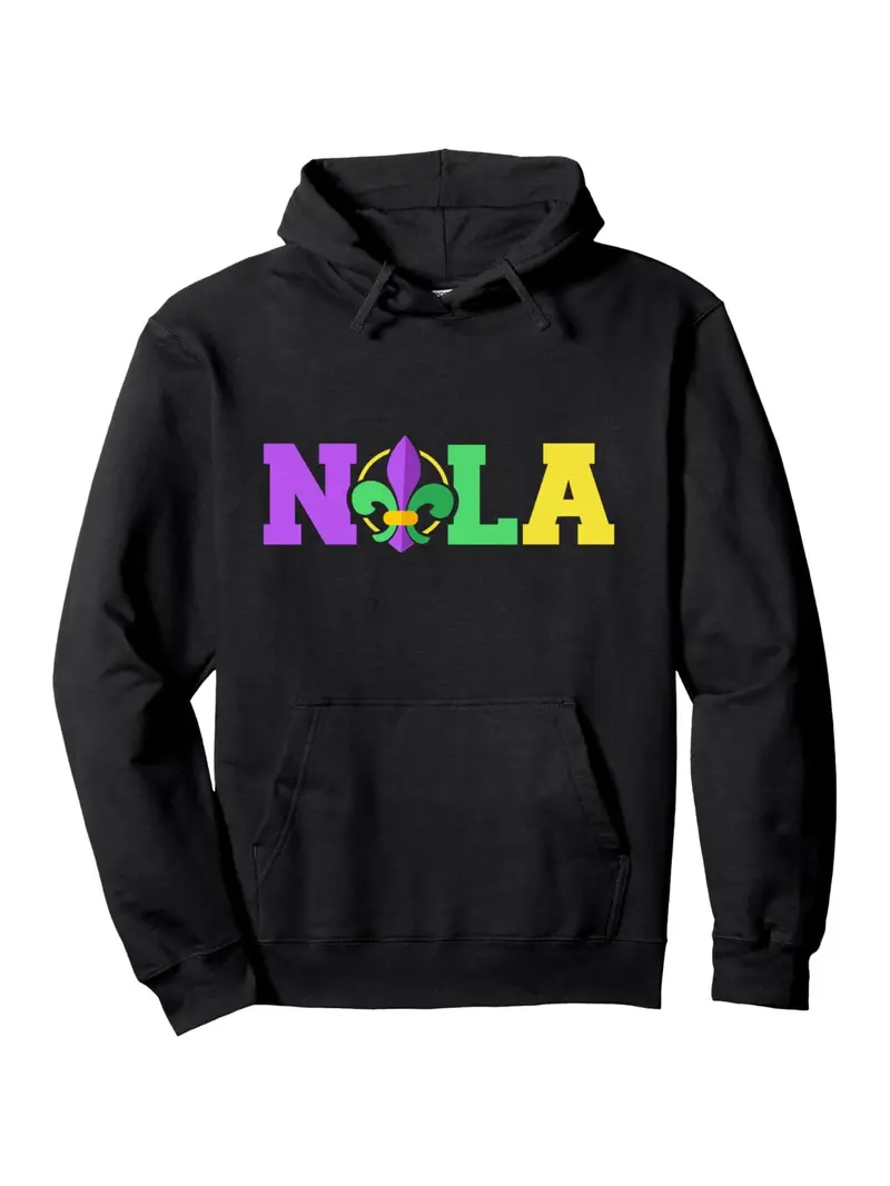 NOLA Hoodie in Mardi Gras Colors with Fleur-de-Lis Design - Ideal Gift ...
