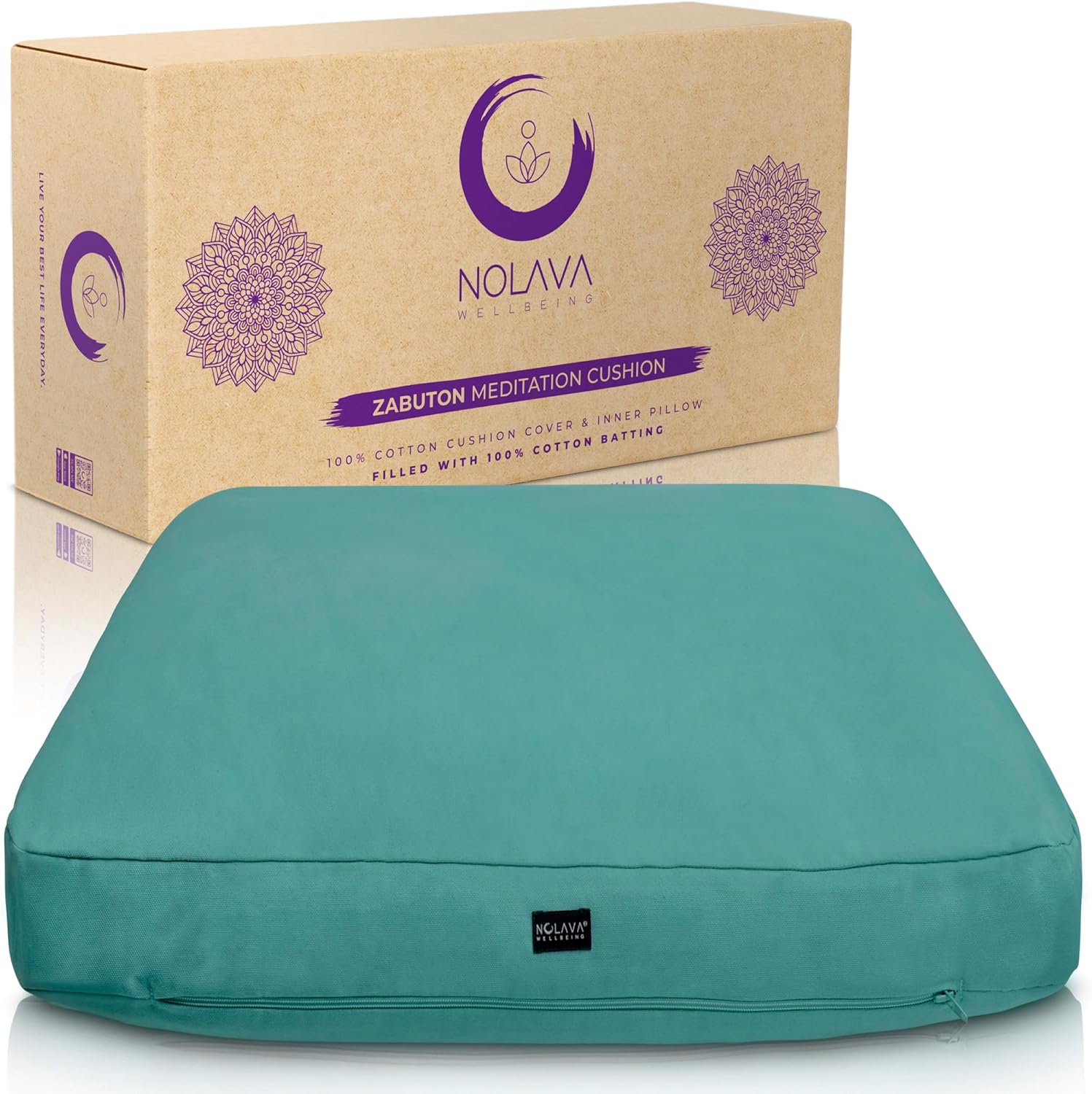 NOLAVA Round Zafu Cushions 15"x6" & Zabuton Meditation Cushions 32"x28 ...