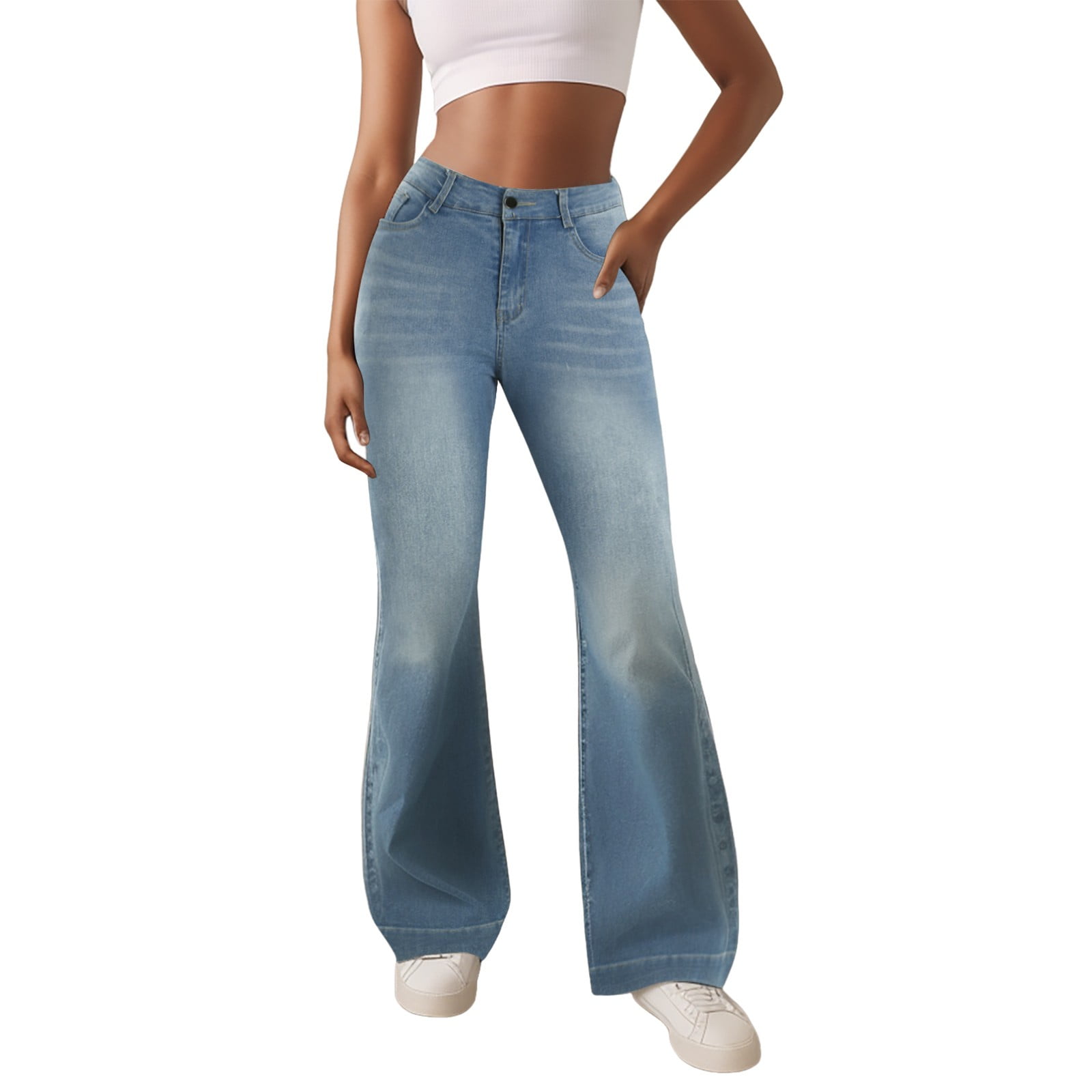 NOLDARES Bell Bottom Jeans for Women Women's Fashion High Waisted Wide ...