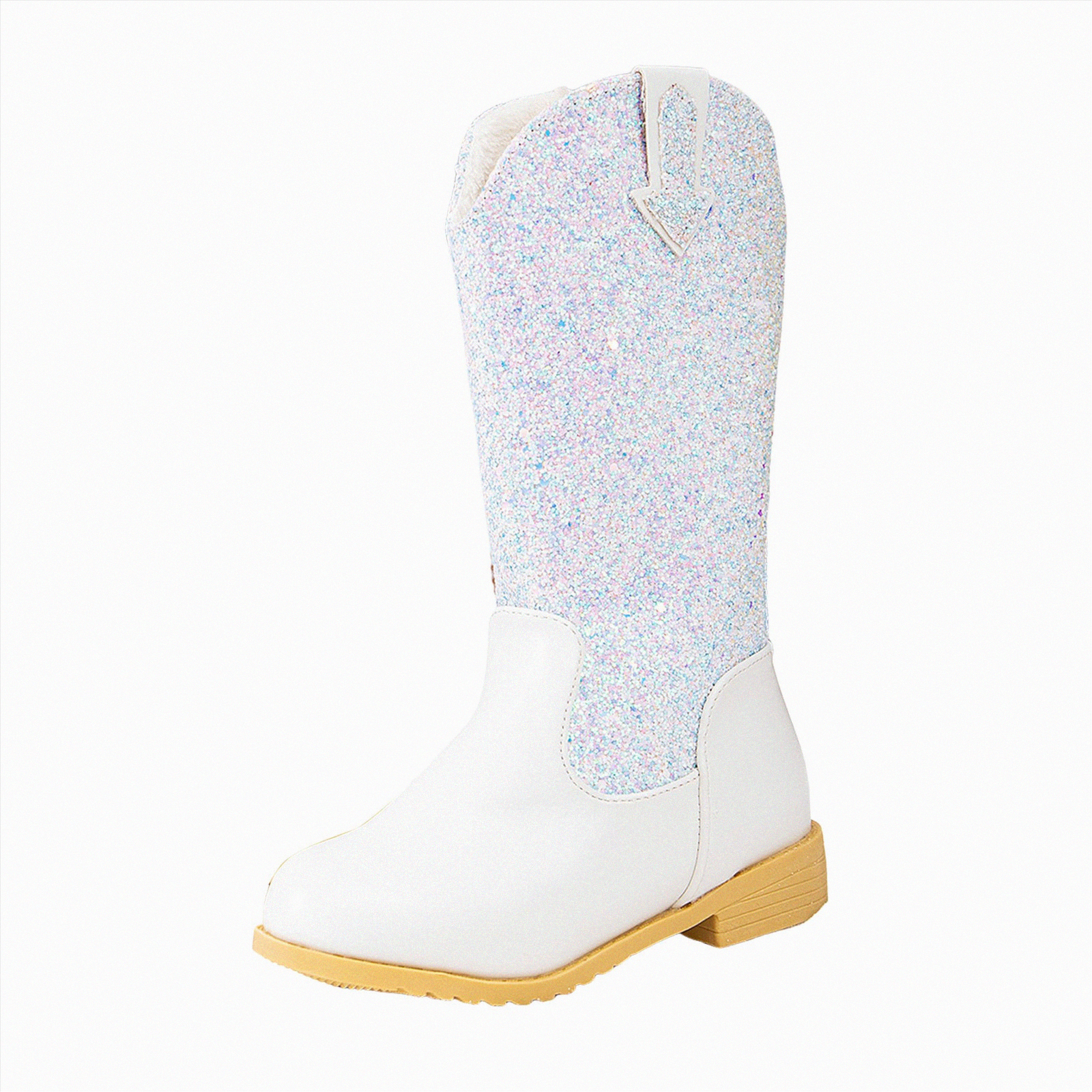 NOLDARES Girls Cowgirl Boots Mid Calf Square Toe Western Boot for Kids ...