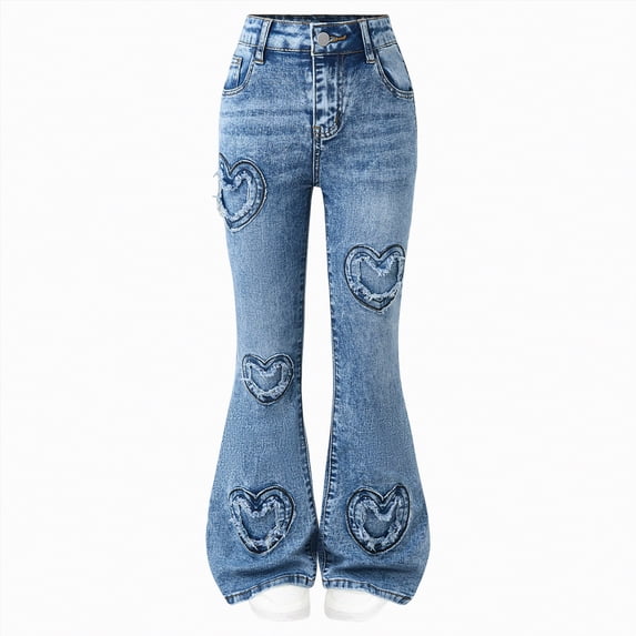 NOLDARES Girls Jeans Elastic Waist Wide Leg Baggy Y2K Loose Denim Pants ...