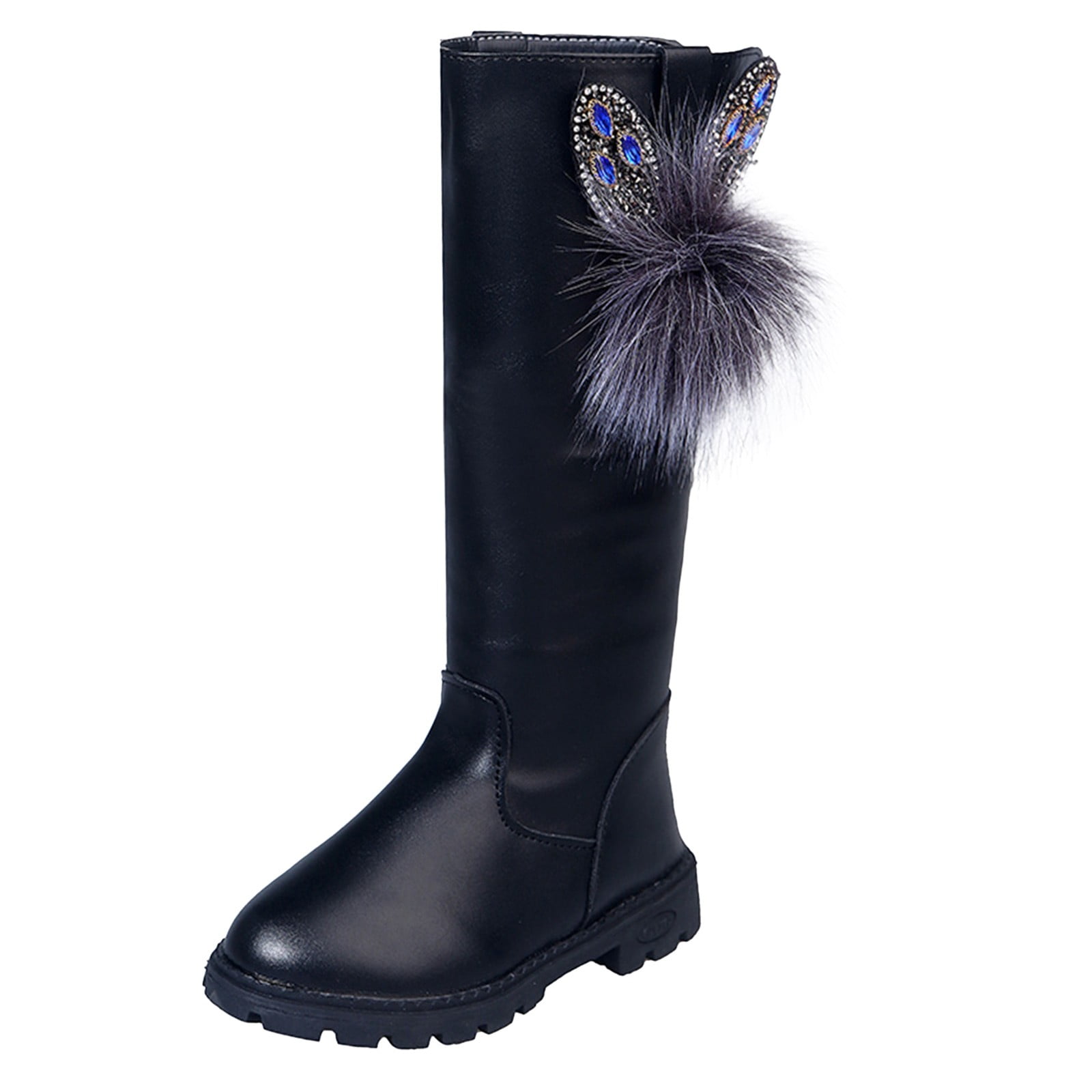 NOLDARES Girls Knee High Boots Kids Fashion Low Heel Side Zipper Tall ...