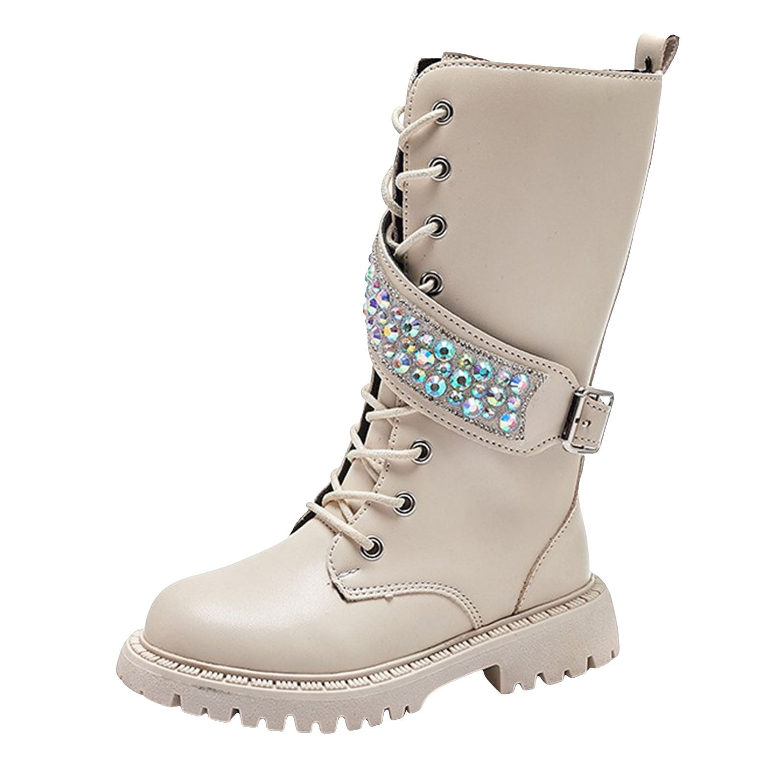 NOLDARES Girls Riding Boots Knee High Side Zipper Mid Calf Shoes Girls ...