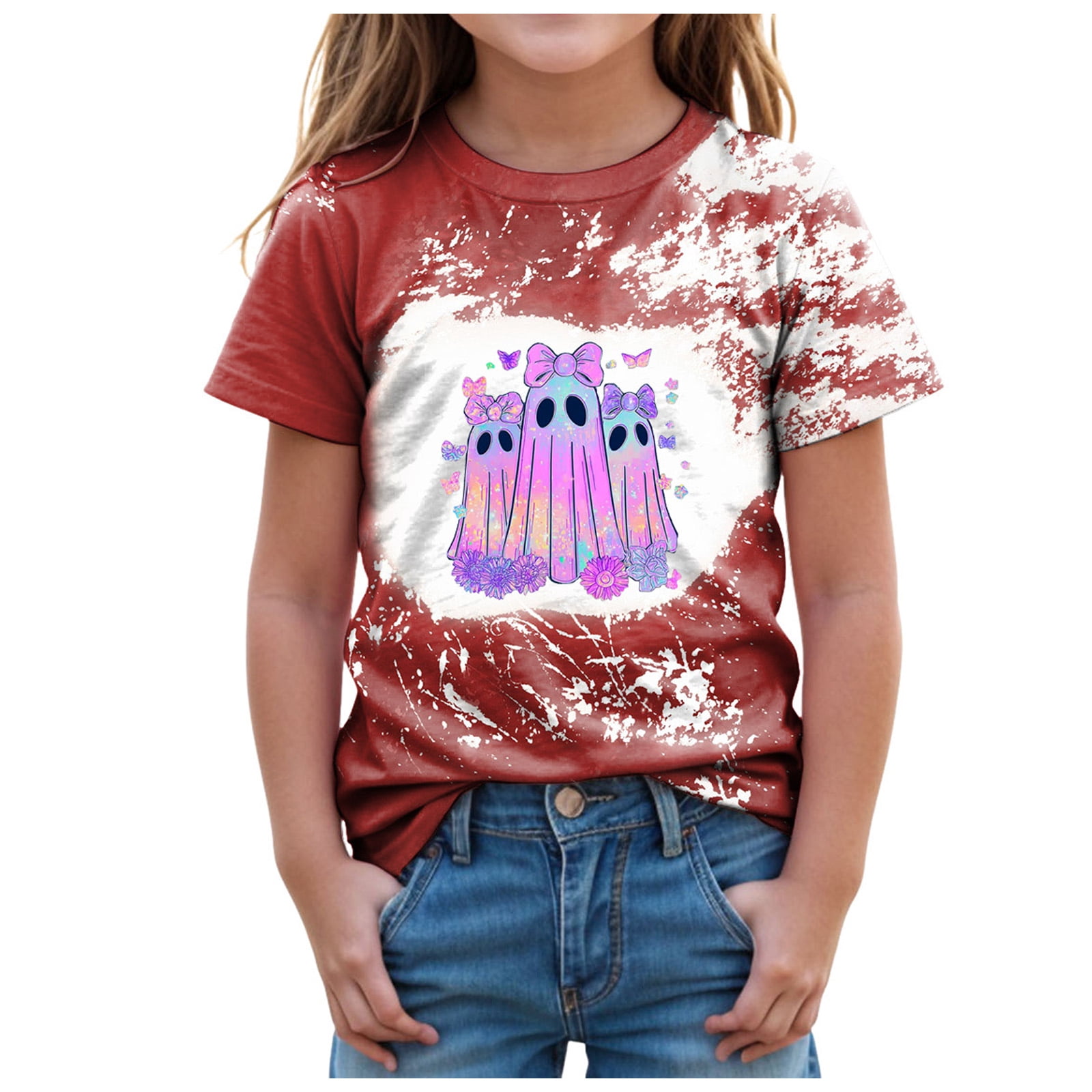 NOLDARES Halloween Shirts for Kid Girls Boys Cute Embroidery Ghosts T ...