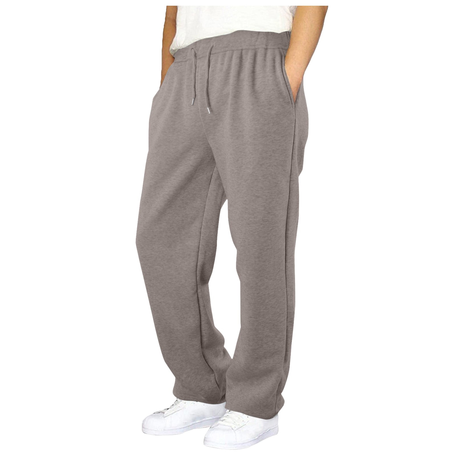 NOLDARES Men's Cotton Loose Fit Sweatpants Baggy Yoga Gym Workout Pants with Pockets Open Bottom ...