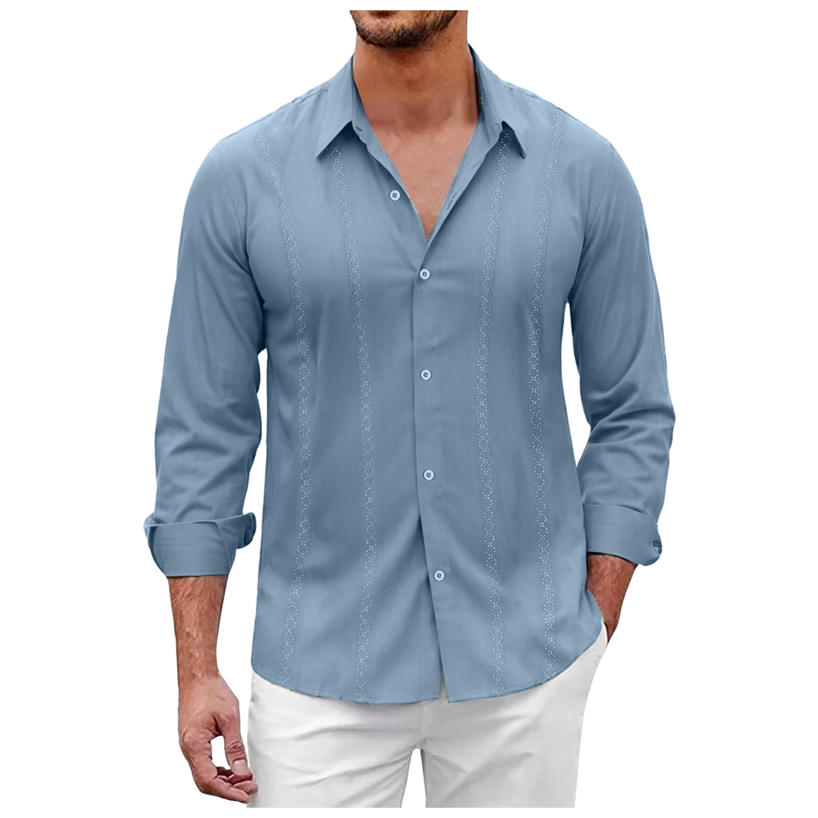 NOLDARES Men's Dress Shirts Solid Long Sleeve Stretch -Free Formal ...