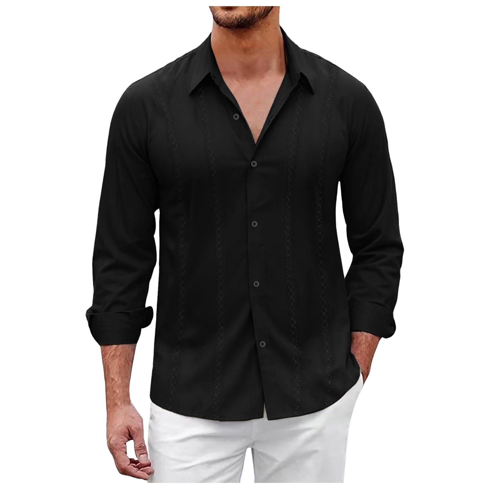 NOLDARES Men's Long Sleeve Button Up Shirt Casual Dress Shirt Untucked ...