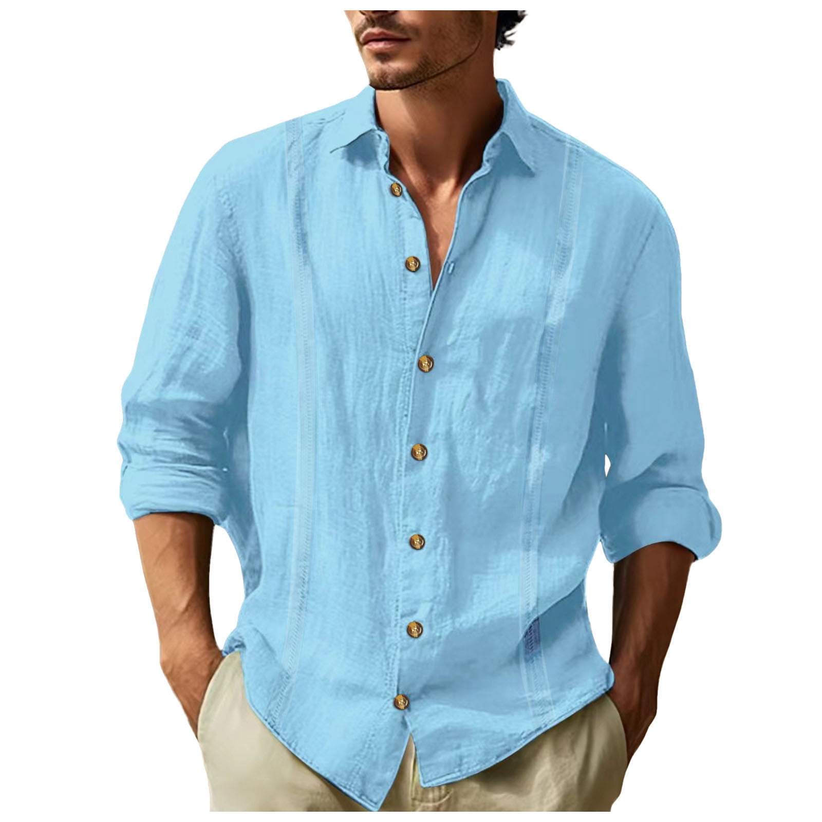 NOLDARES Men's Long Sleeve Button Up Shirt Free Untucked Dress Shirt ...