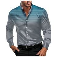BUYJYA Men's Muscle Dress Shirts Casual Button Down Long Sleeve Elasticity Athletic Fit Wrinkle ...