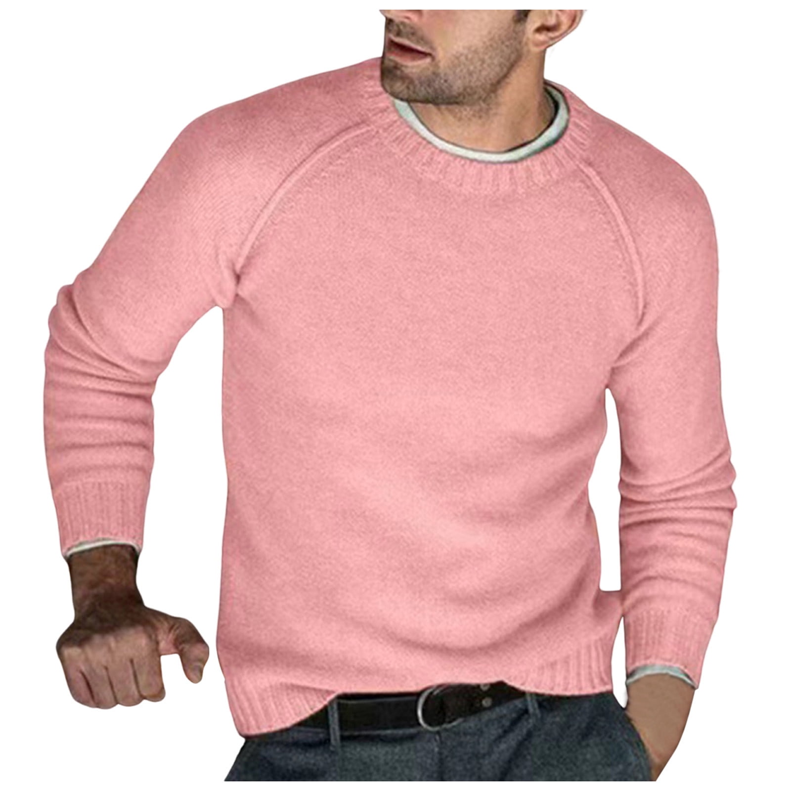 NOLDARES Mens Crewneck Pullover Sweater Long Sleeve Soft Casual ...