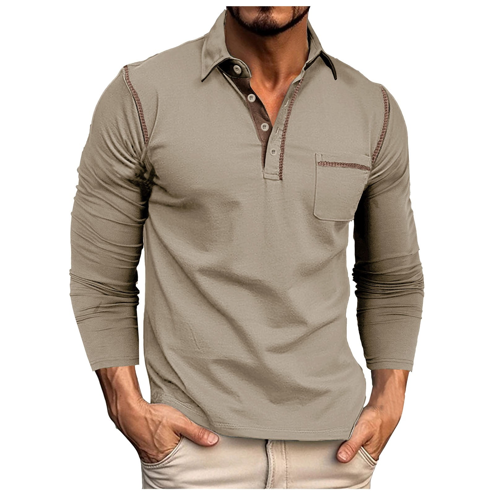 NOLDARES Mens Knit Polo Long Sleeve Collared Sweater Polo Business ...