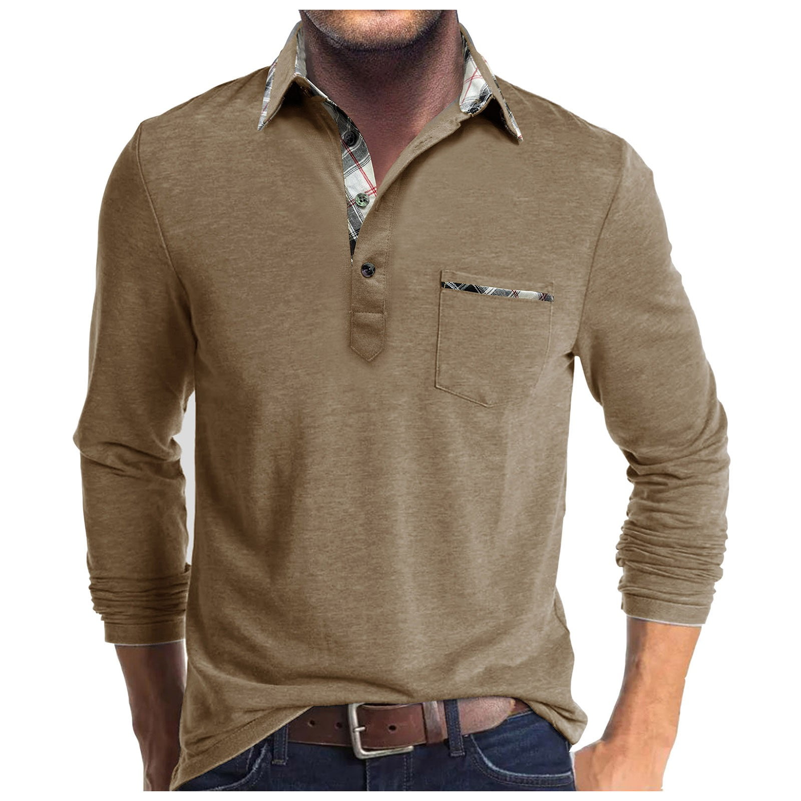 NOLDARES Mens Knit Polo Long Sleeve Collared Sweater Polo Business ...