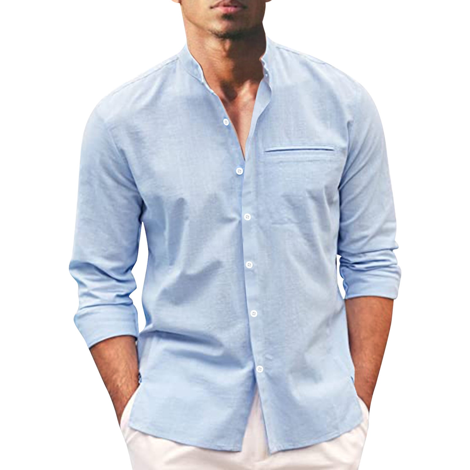NOLDARES Mens Long Sleeve Button Up Shirt Casual Untucked Shirts for ...