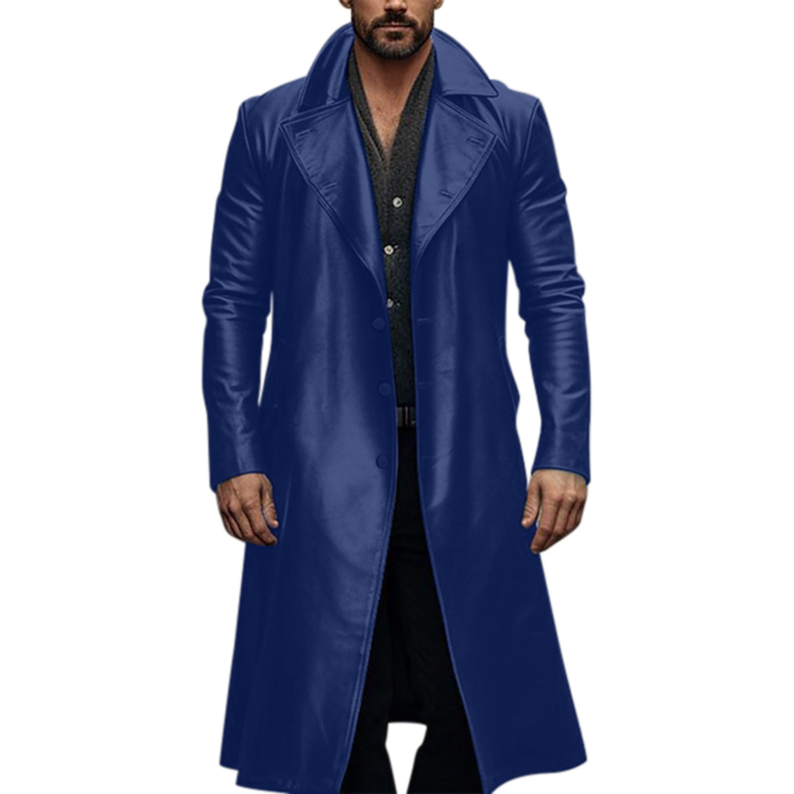 NOLDARES Mens Long Trench Coat Business Casual Single(Double) Overcoat ...