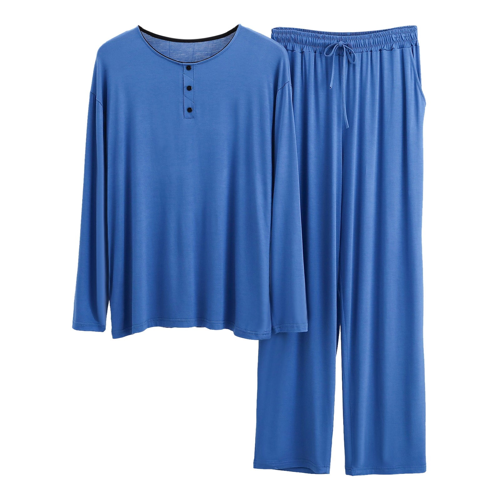 NOLDARES Mens Pajamas Set Long Sleeve Soft Pajamas for Men Button Up ...