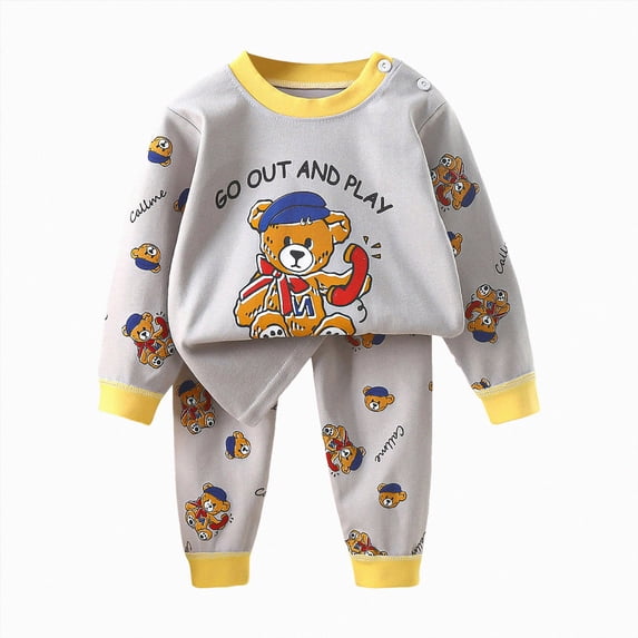 NOLDARES Toddler Baby Boy Fall Outfit Long Sleeve Crew Neck Contrast ...