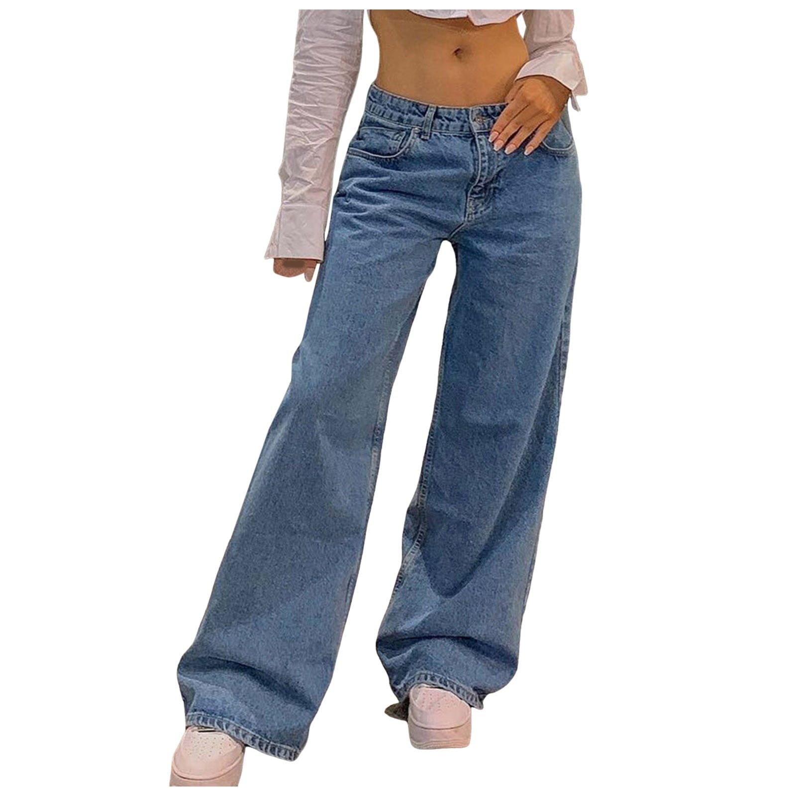 NOLDARES Women Y2k High Rise Baggy Jeans Loose Fit Boyfriend Straight ...