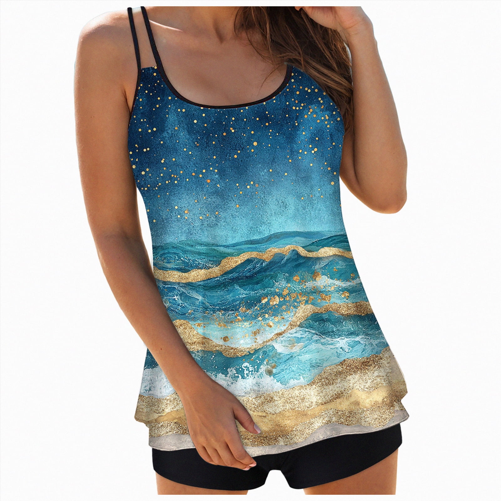 NOLDARES Women's Swimsuit Tankini Tummy Control Bathing Suits Two Piece ...