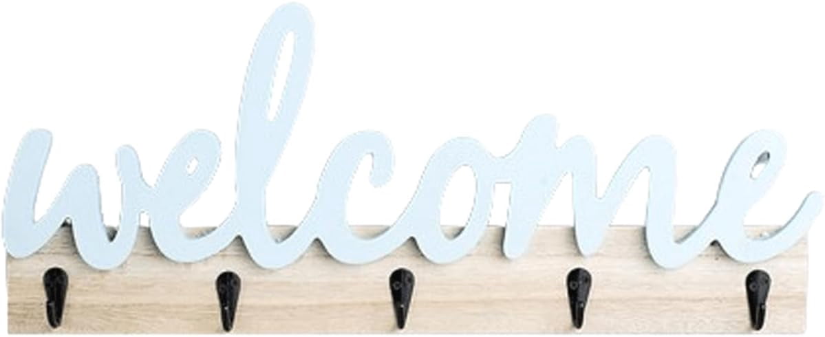 NOLLAM Coat Hooks Wooden Coat Rack Wall Mount Decorative Welcome/Hello ...