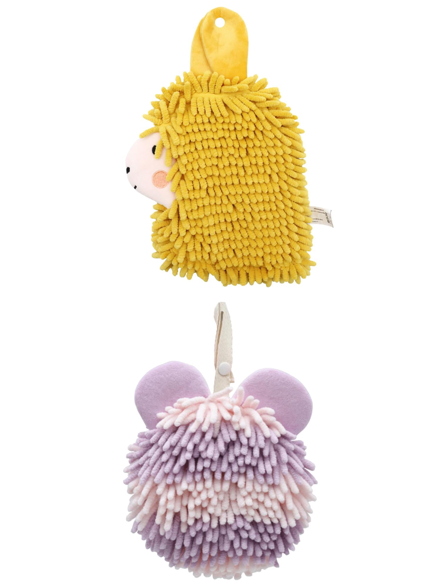 NOMADIC NOOK 2 Pack Chenille Fuzzy Ball Bathroom Hand Towels, Cute ...
