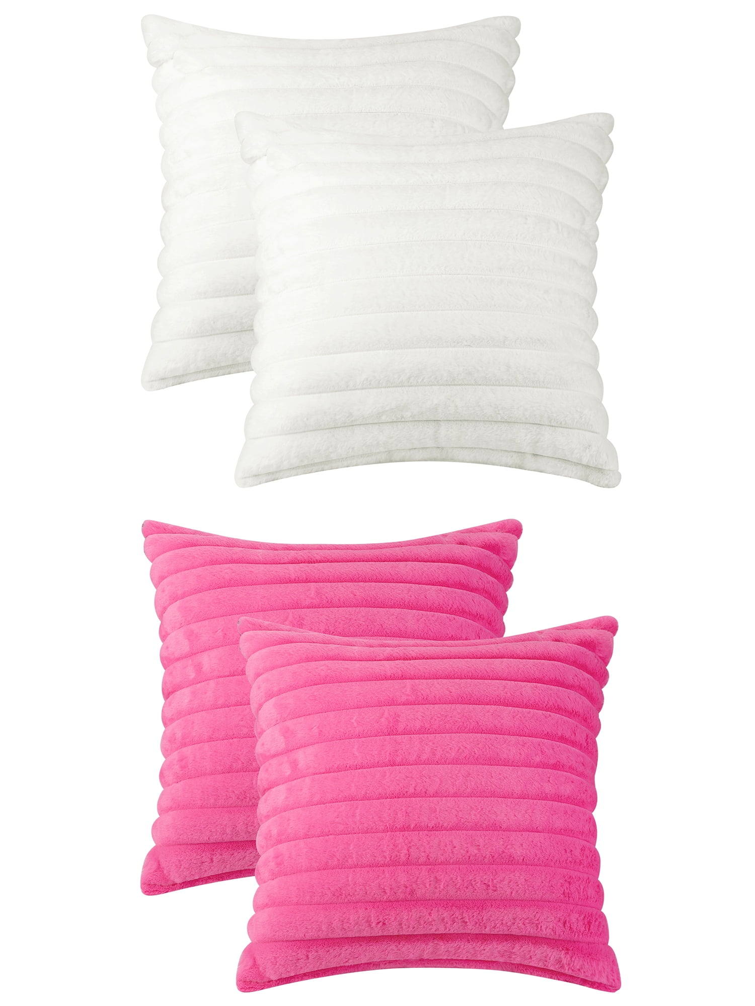 NOMADIC NOOK 4Pcs Striped Plush Faux Fur Pillow Covers Home Decor ...