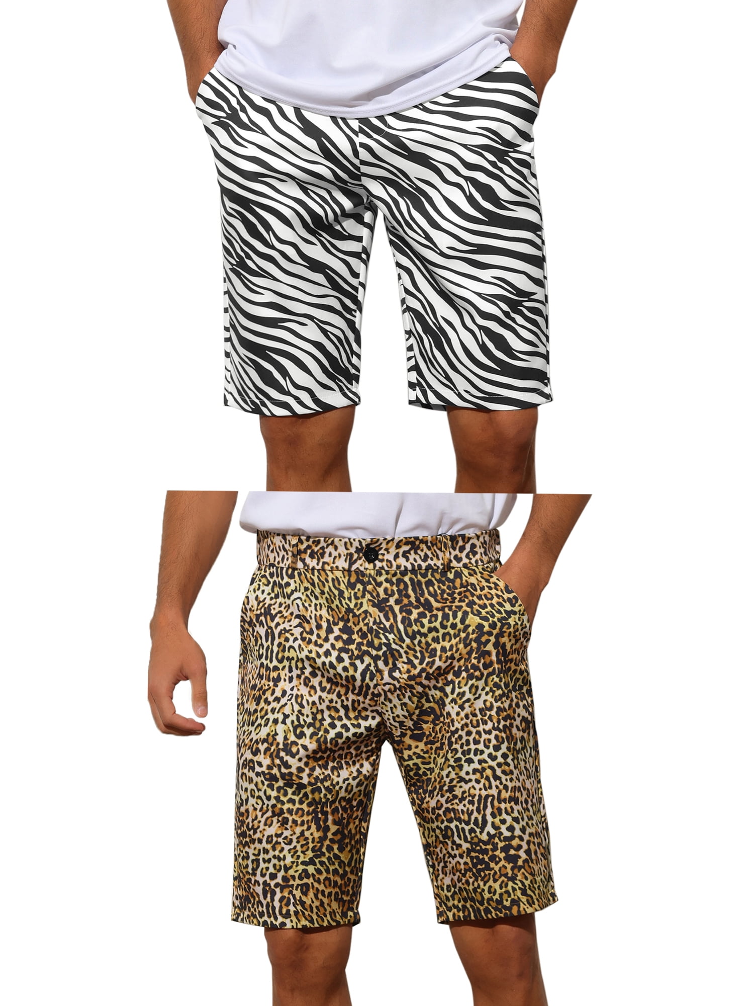 NOMADIC NOOK Animal Print Shorts for Men's Regular Fit Summer Shorts Pants 2 Pack - Walmart.com
