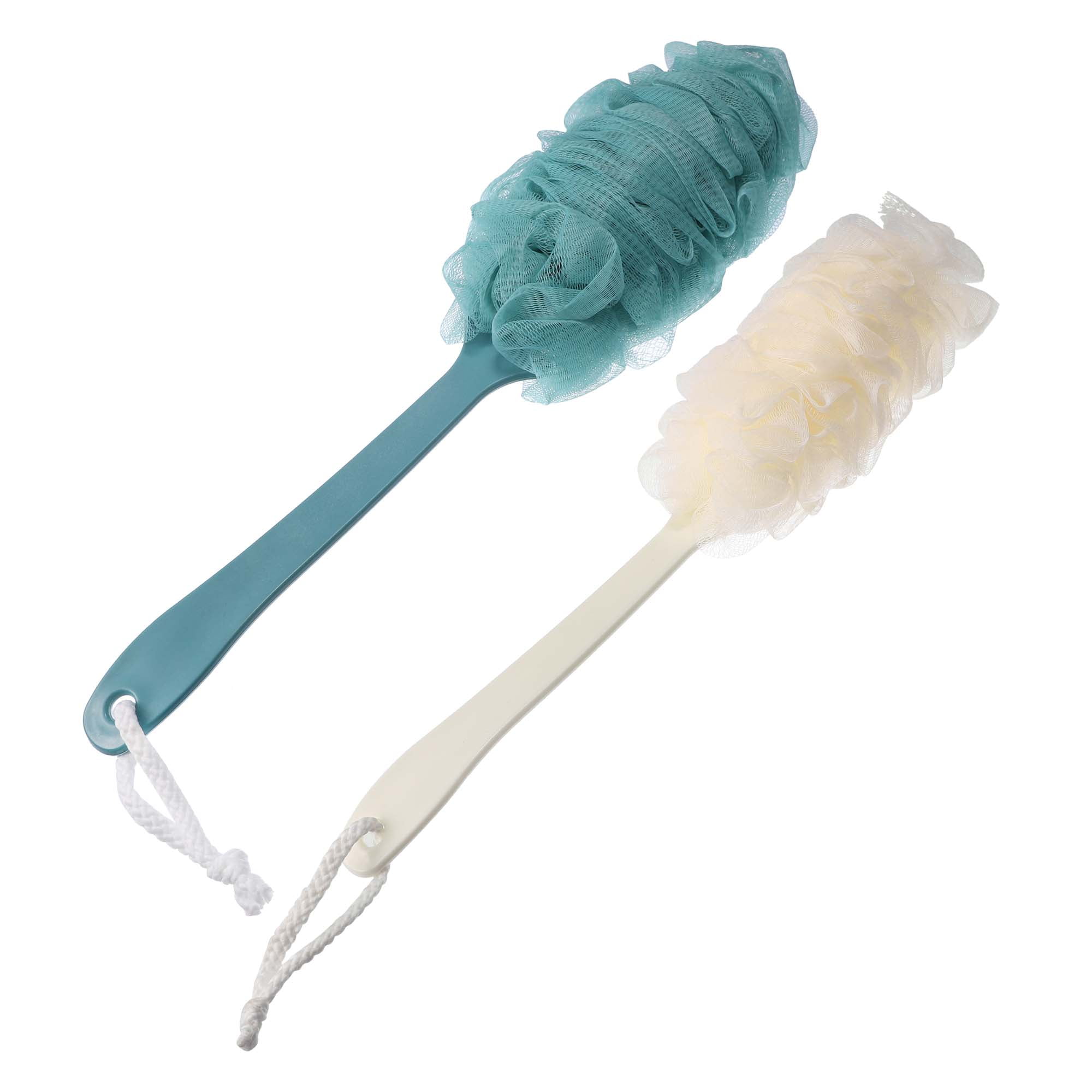 NOMADIC NOOK Body Bath Brush Shower with Long Handle 2 Pcs Beige Blue ...