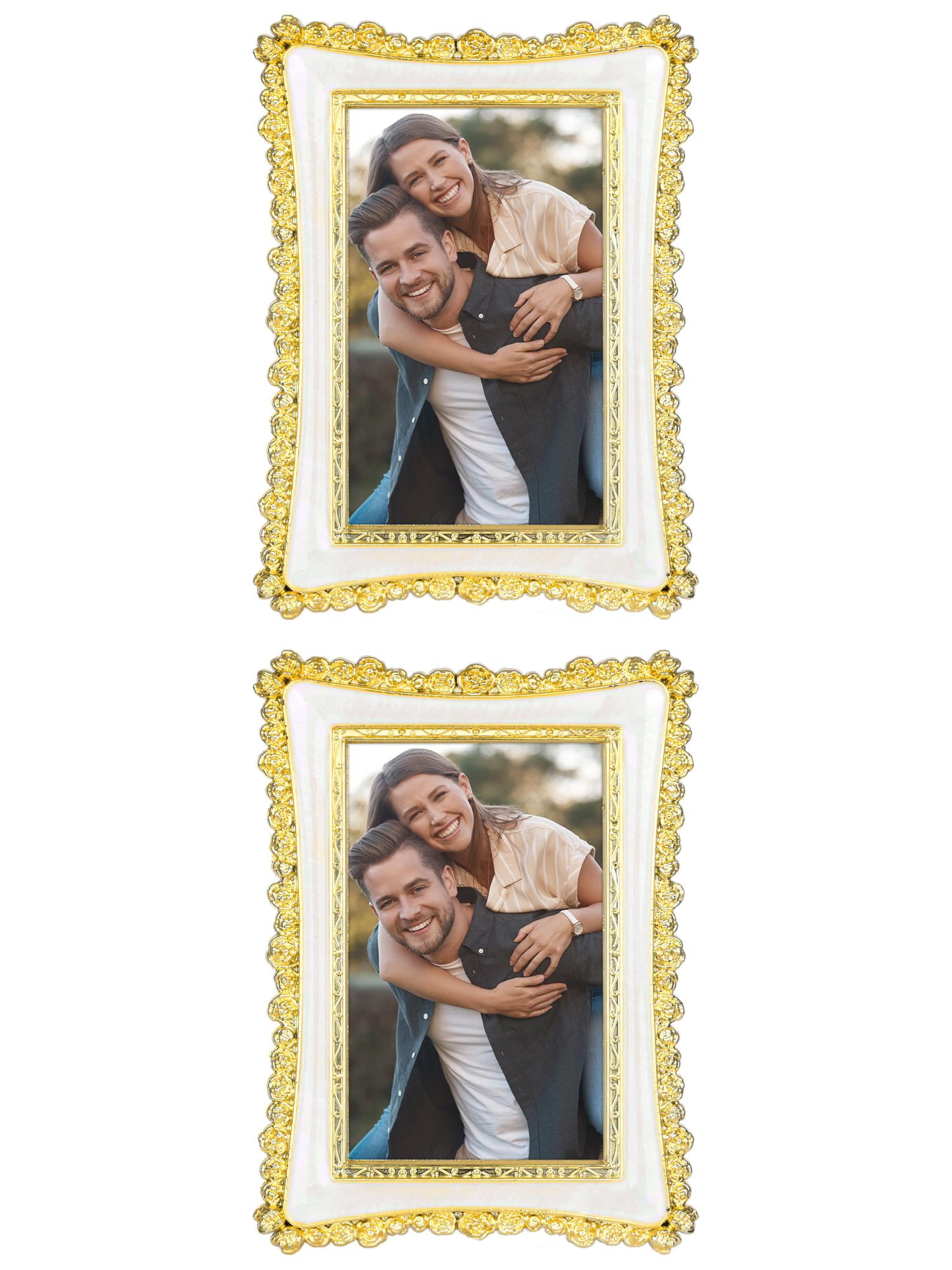 NOMADIC NOOK Luxury Picture Frame Vintage Retro Plated Photo Frames Glass Front Plated Photo ...