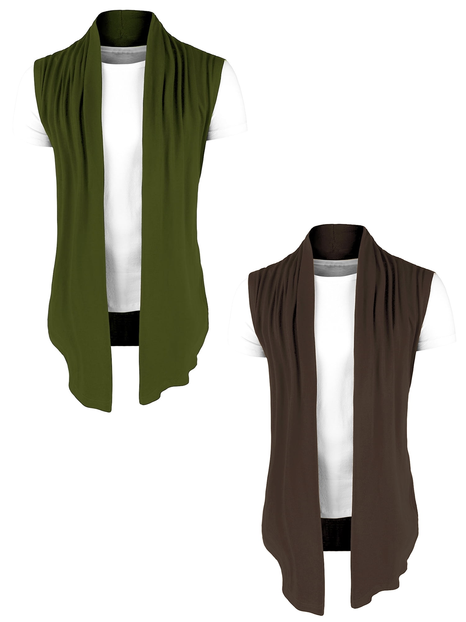NOMADIC NOOK Men's Open Front Regular Fit Sleeveless Cardigan 2 Packs ...
