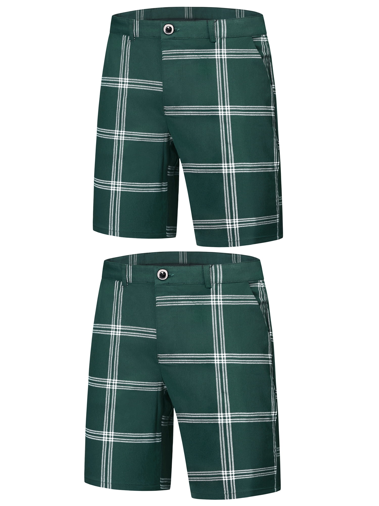 NOMADIC NOOK Plaid Shorts for Men's Regular Fit Flat Front Summer Chino Shorts 2 Pack - Walmart.com