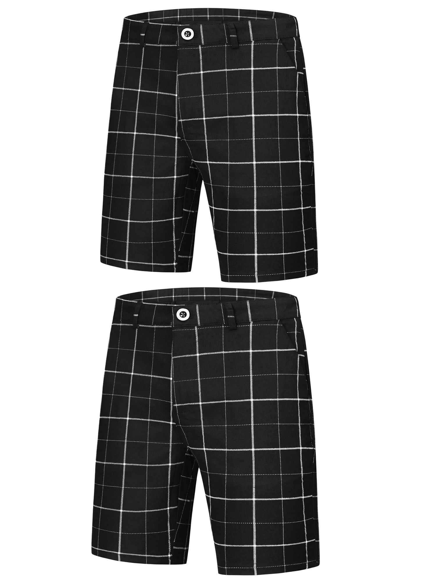 NOMADIC NOOK Plaid Shorts for Men's Regular Fit Flat Front Summer Chino Shorts 2 Pack - Walmart.com